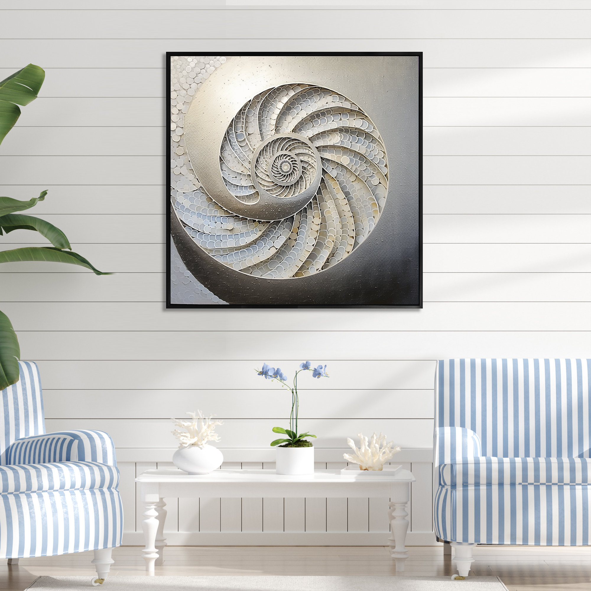 Highland Dunes Silver Swirl Shell Fish I - Nautilus Wall Art Prints ...
