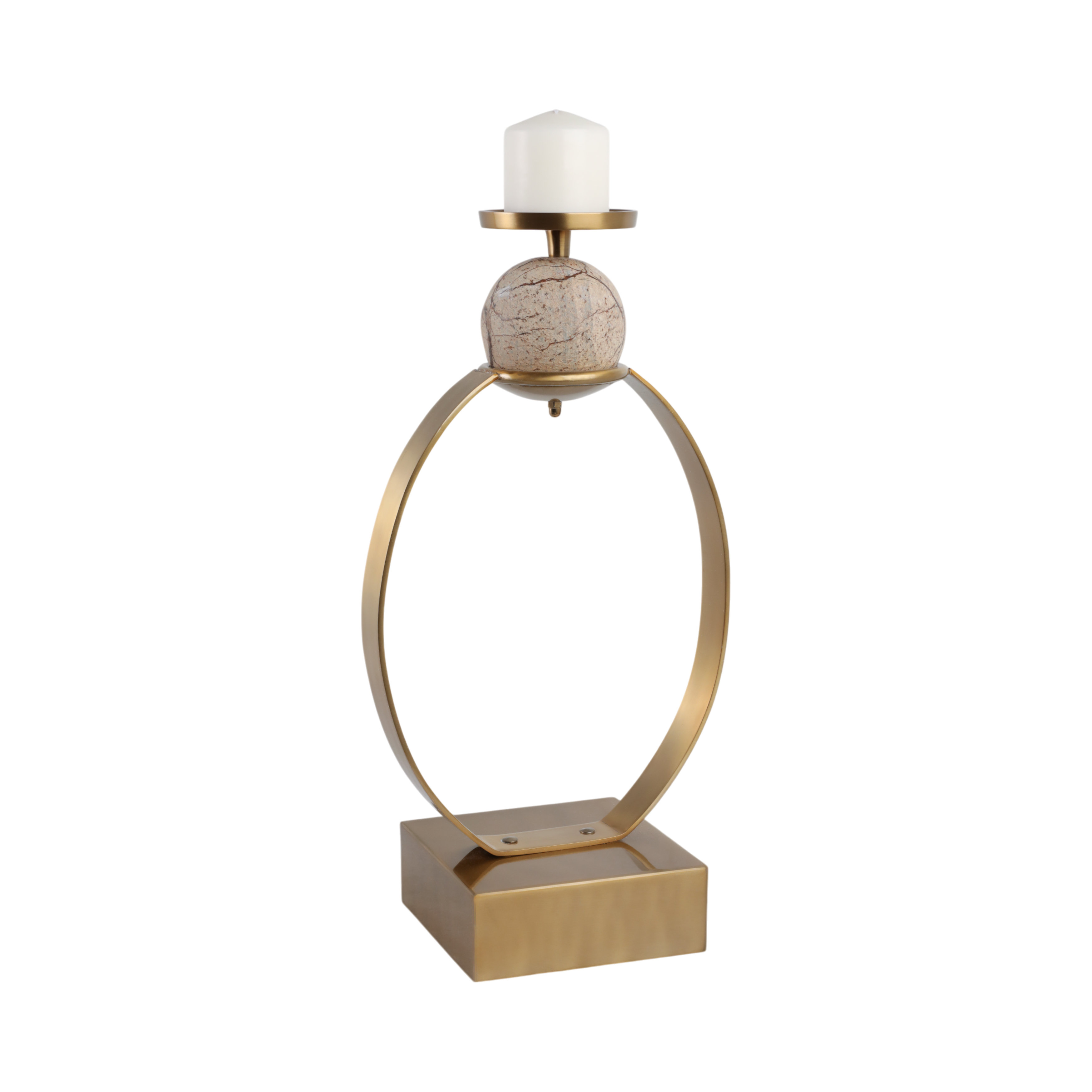 Latitude Run® Modern Metal And Stone Pillar Candle Holder With ...