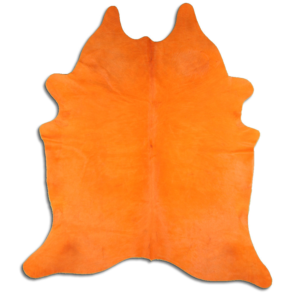 Foundry Select DYED HAIR ON COWHIDE DYED ORANGE 3 - 5 M GRADE A | Wayfair