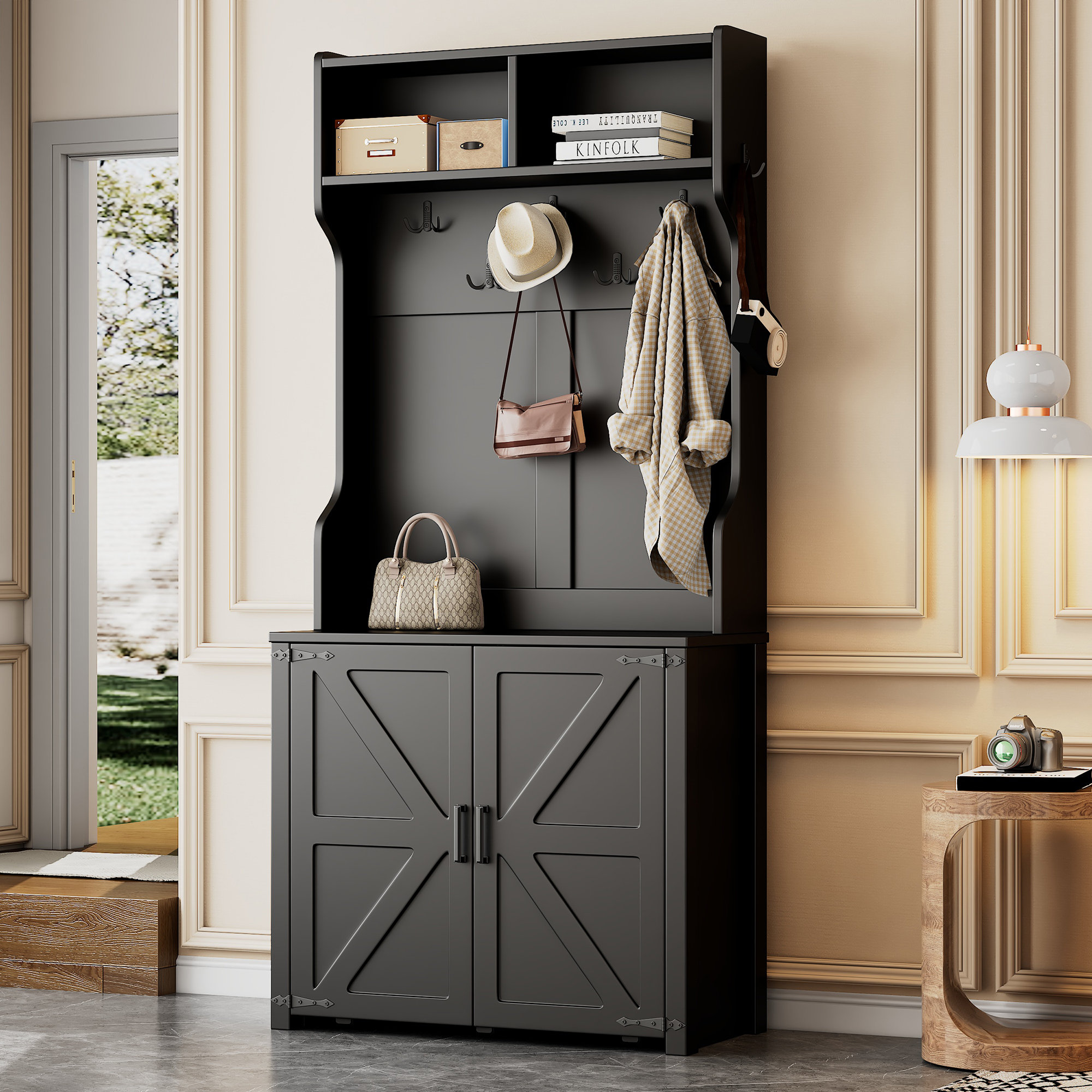 Rosalind Wheeler Hall Tree With Shoe Storage Cabinet And Removable ...