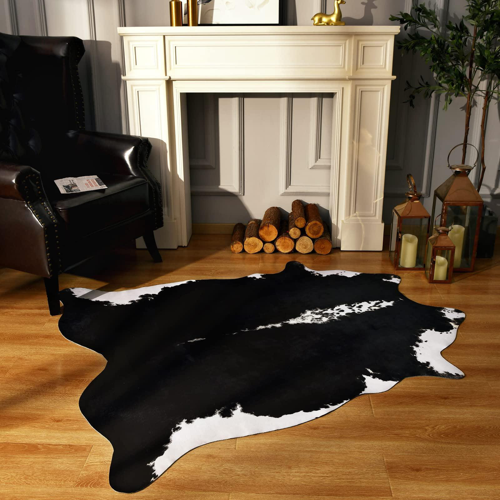 Ophelia & Co. Premium Faux Cowhide Rug, Cow Print,Irregular Animal Skin ...