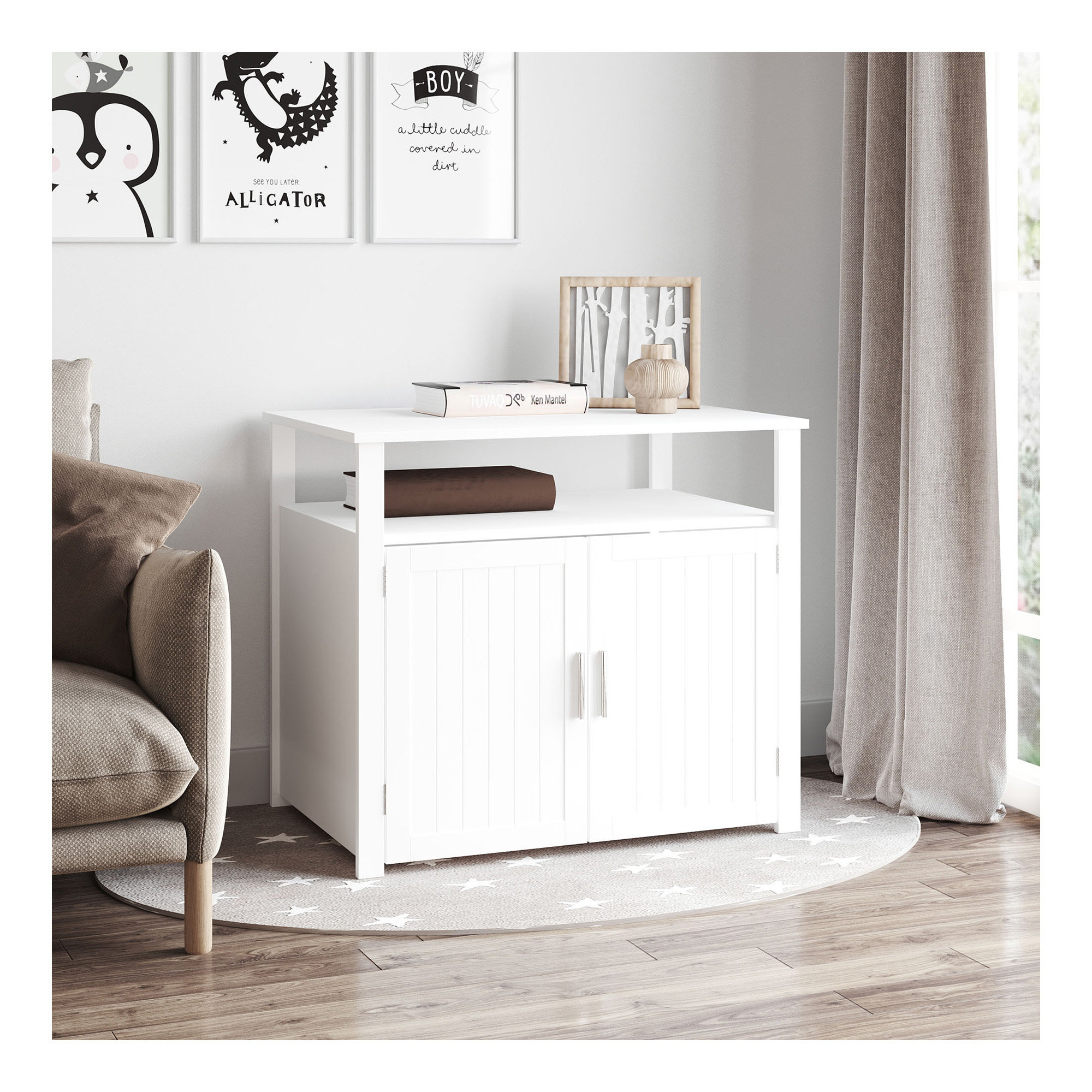 Tucker Murphy Pet™ Wooden Cat Litter Box Enclosure Furniture with ...