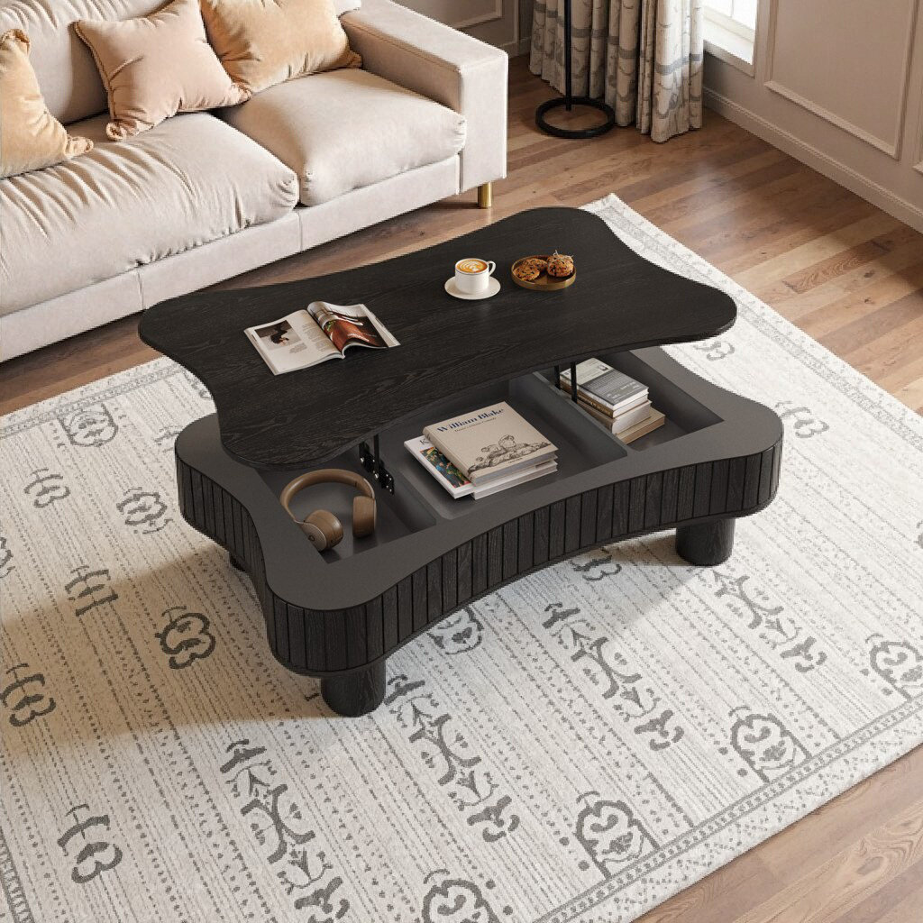 Latitude Run® 42 Inch Farmhouse Lift Top Coffee Table with Silent ...