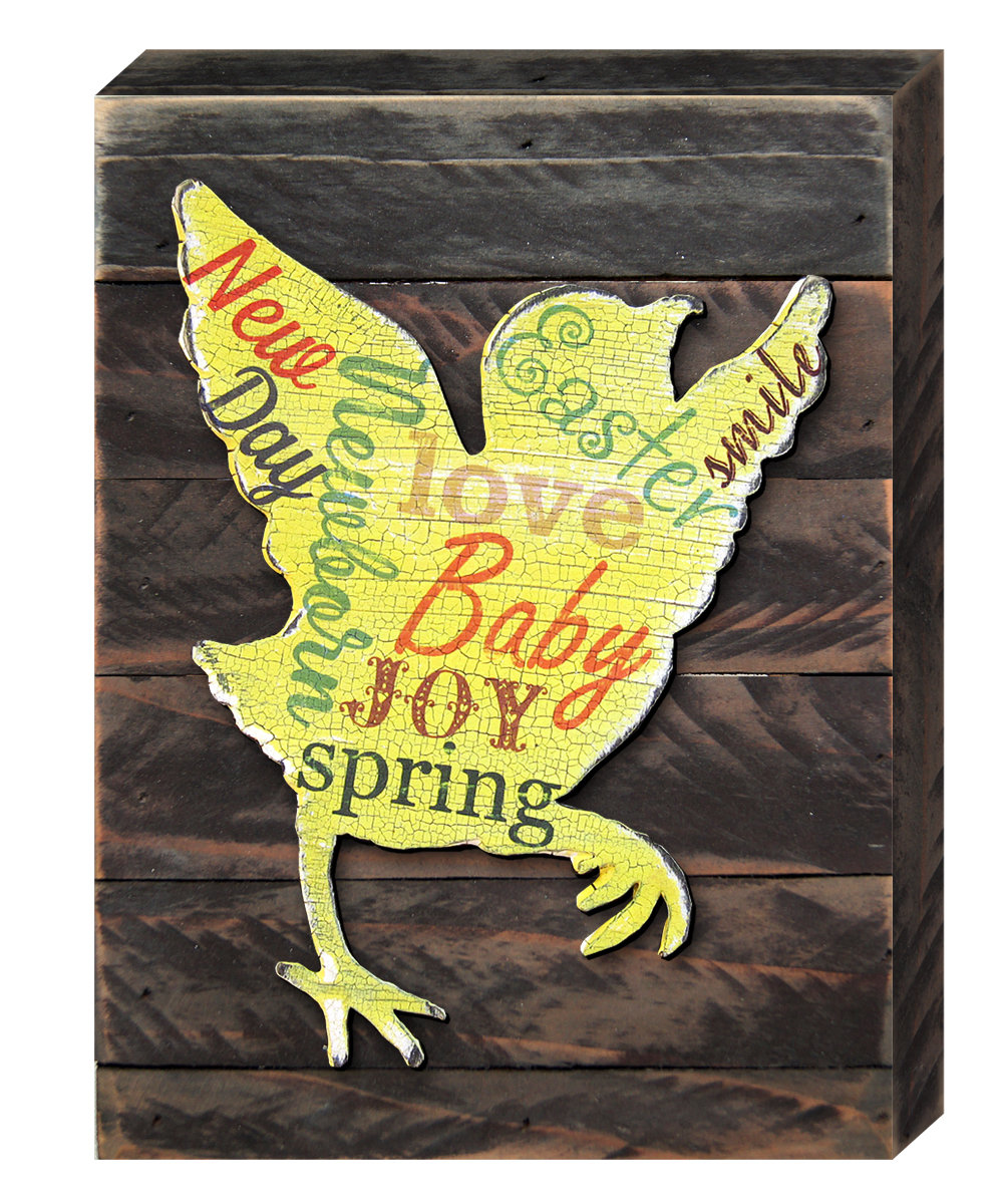 G Debrekht Easter Chick Monogram on Rustic Reclaimed Wood Block Wall ...