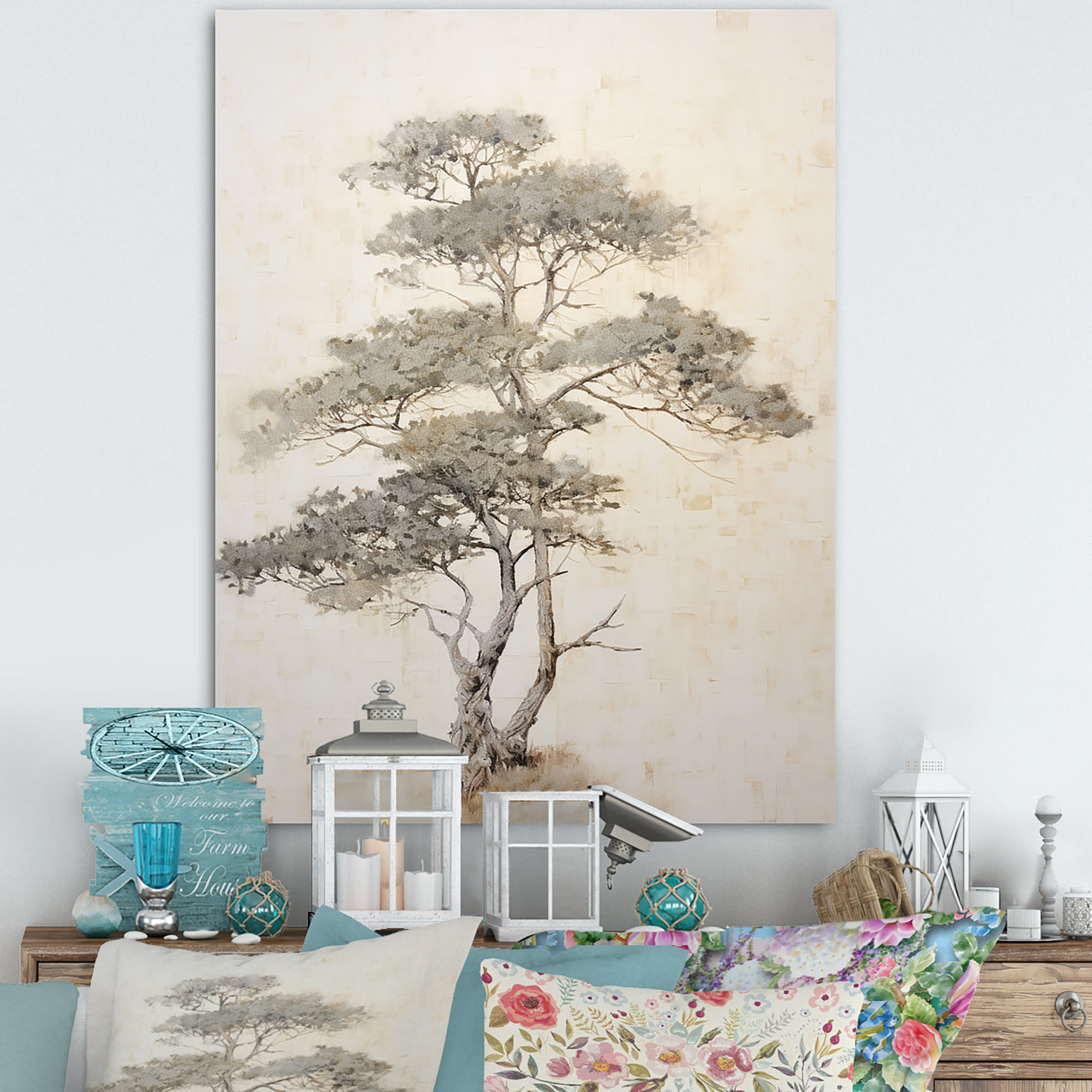 Winston Porter Beige Tree Pine Zen Scenery V Framed On Canvas Print ...