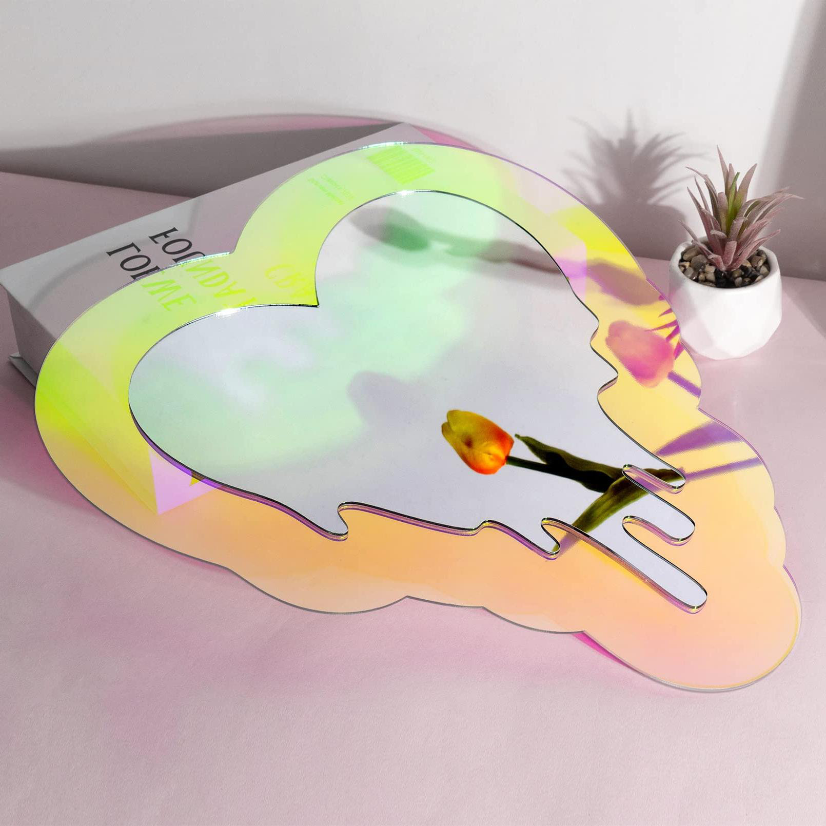 Wrought Studio Irregular Wavy Acrylic Rainbow Wall Mirror,Aesthetic Room Decor - Wayfair Canada