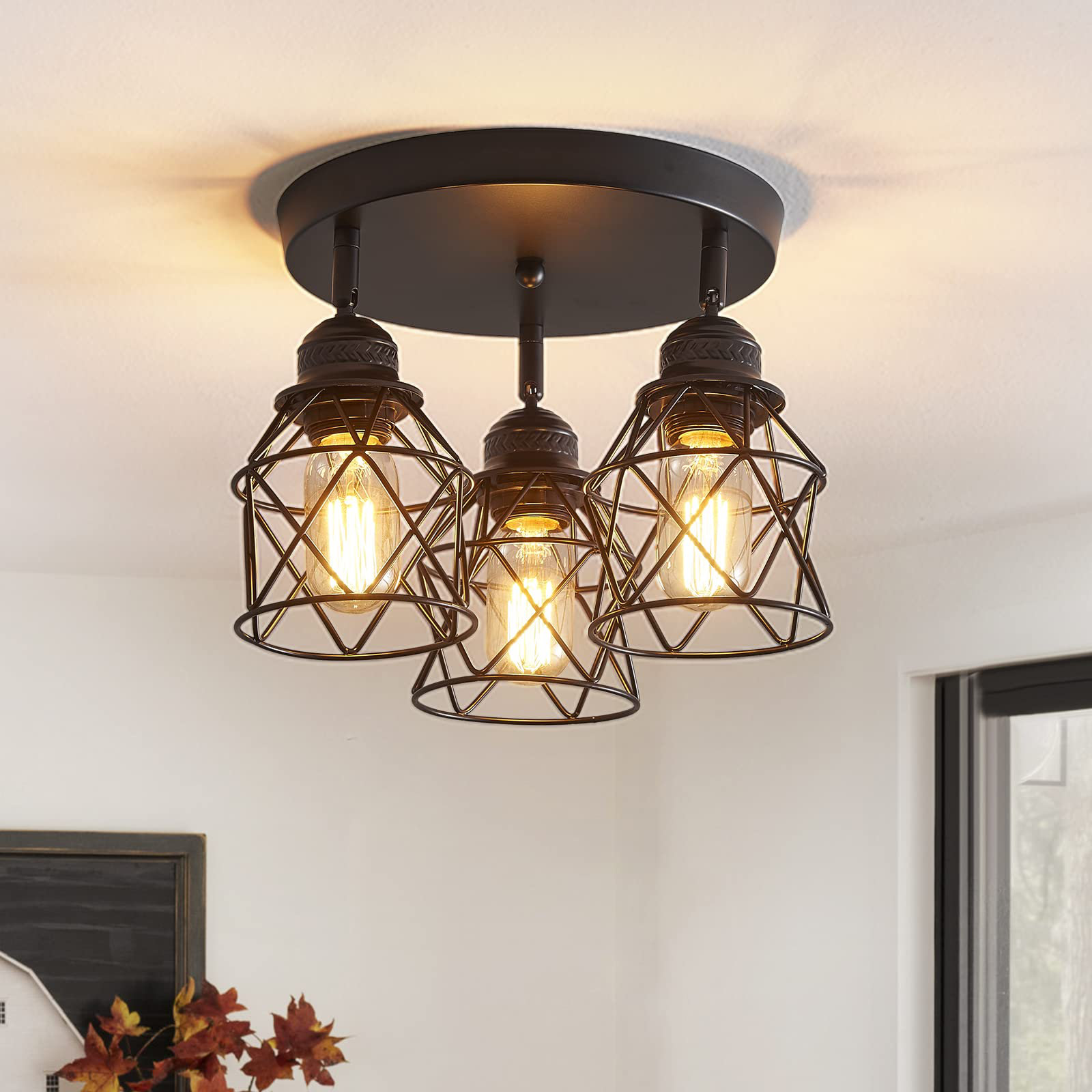 17 Stories Semi Flush Mount Ceiling Light Cluster Light Fixture with 3 ...