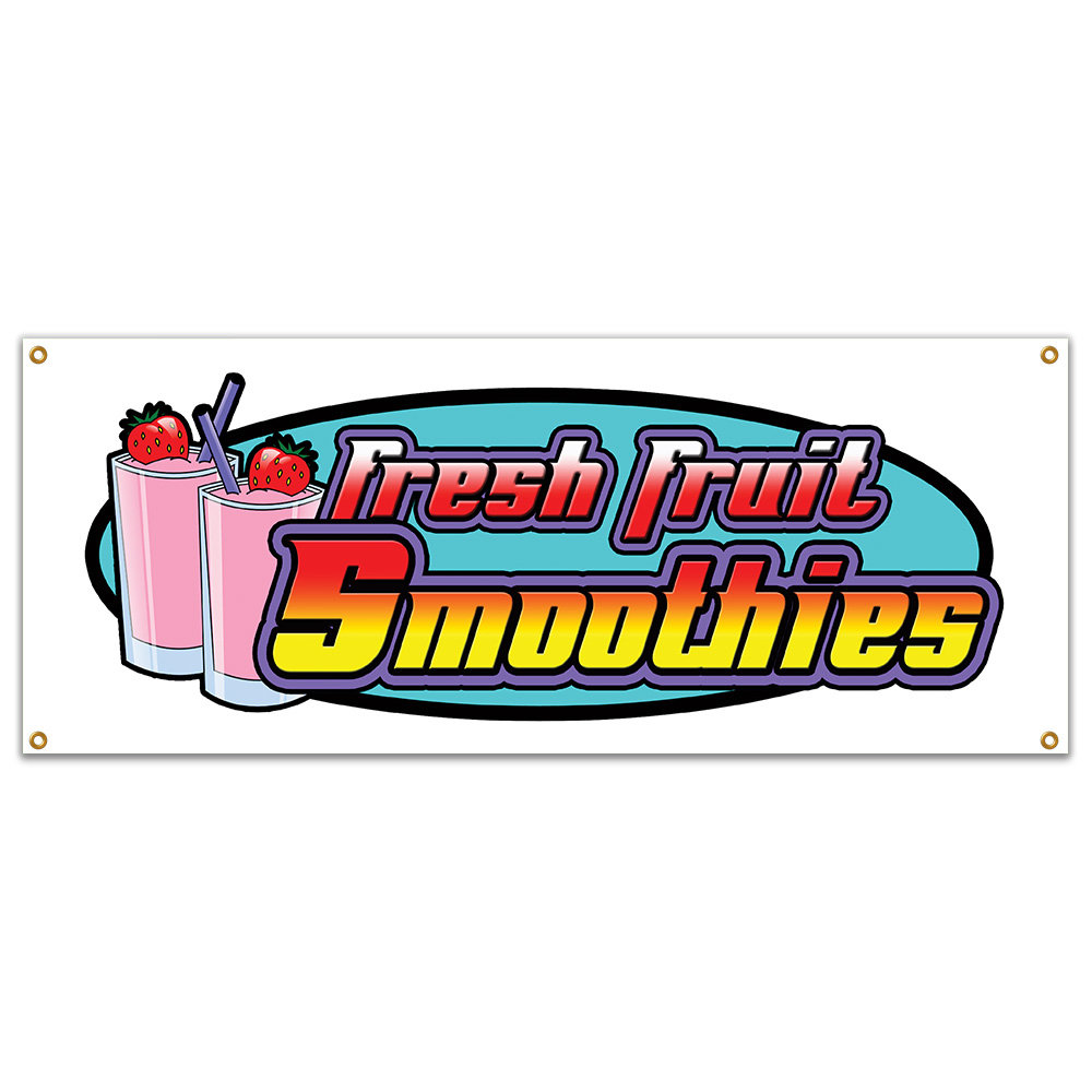 SignMission SMOOTHIES BANNER SIGN Fresh Fruit Smoothie Signs Shakes ...