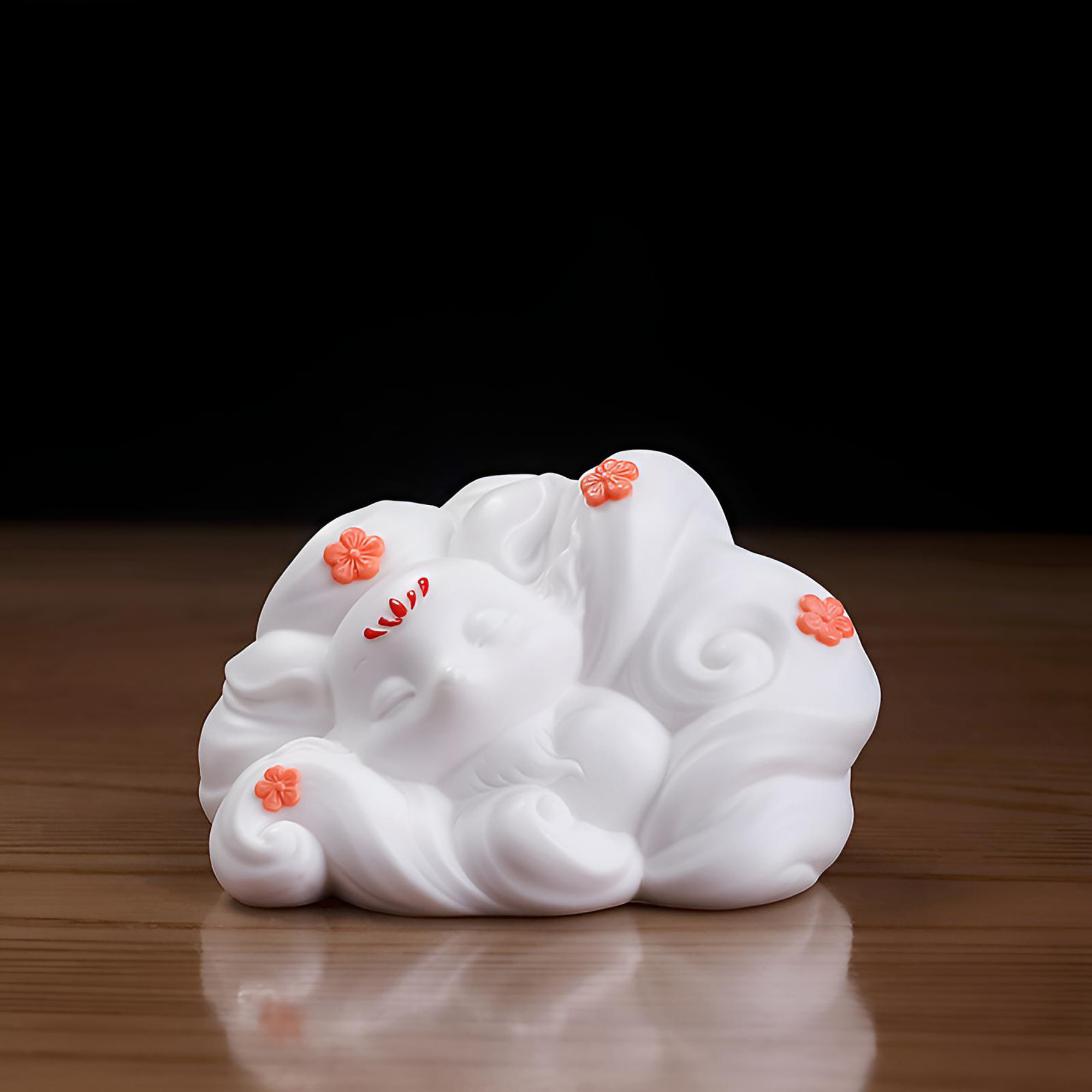 Infinity Elegant White Ceramic Nine-Tailed Fox Handcrafted Figurine ...