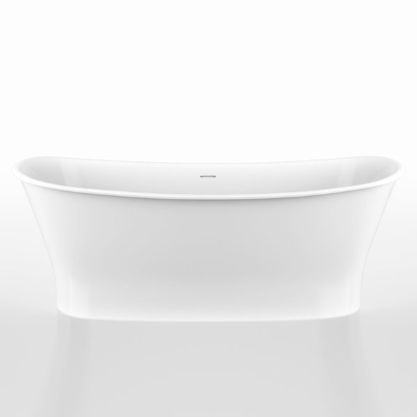 Wetstyle Cloud 62" x 29.875" Freestanding Soaking Solid Surface Bathtub ...