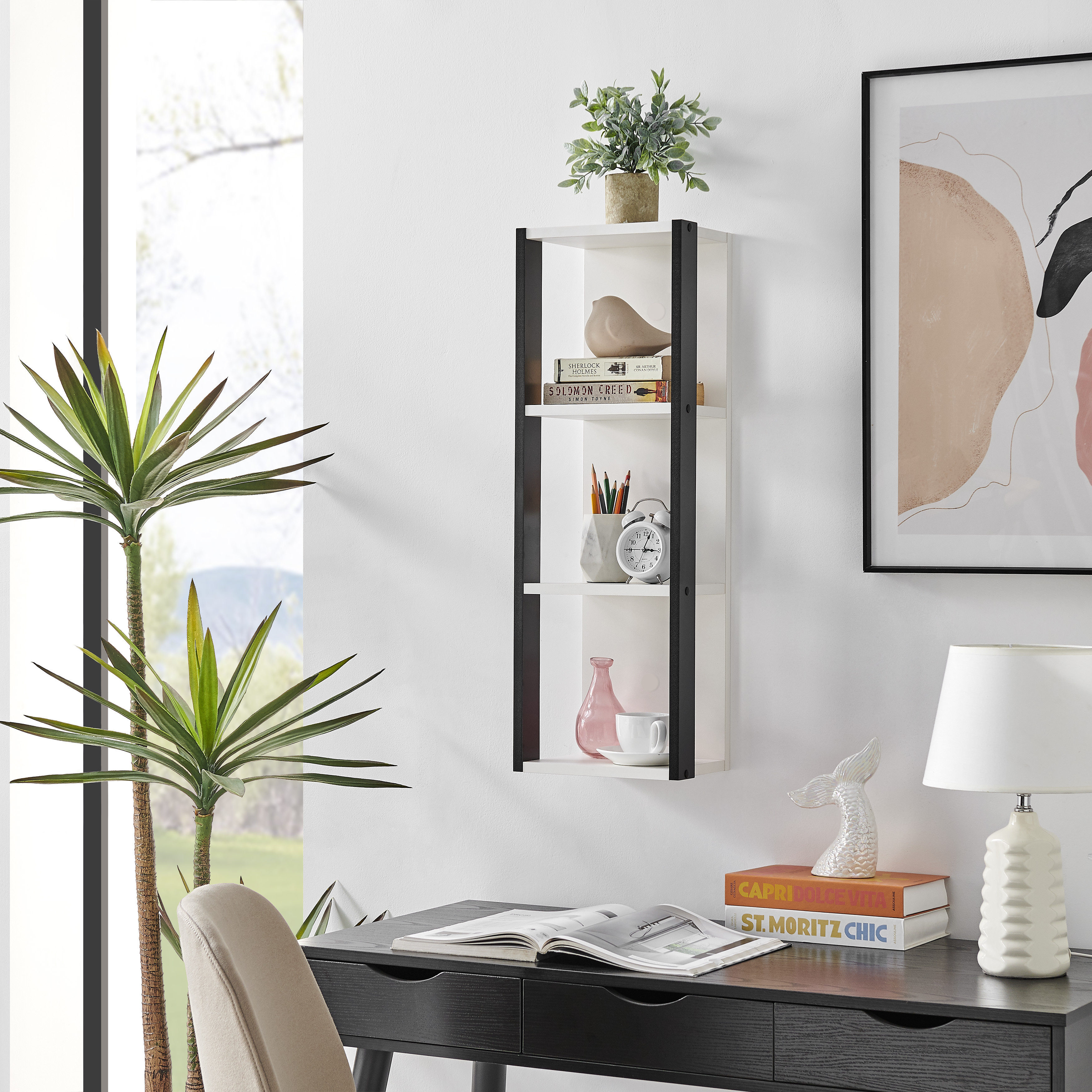 Ebern Designs Recife 3-Tier Modern Shadow Box Cube Display Wall Shelf ...