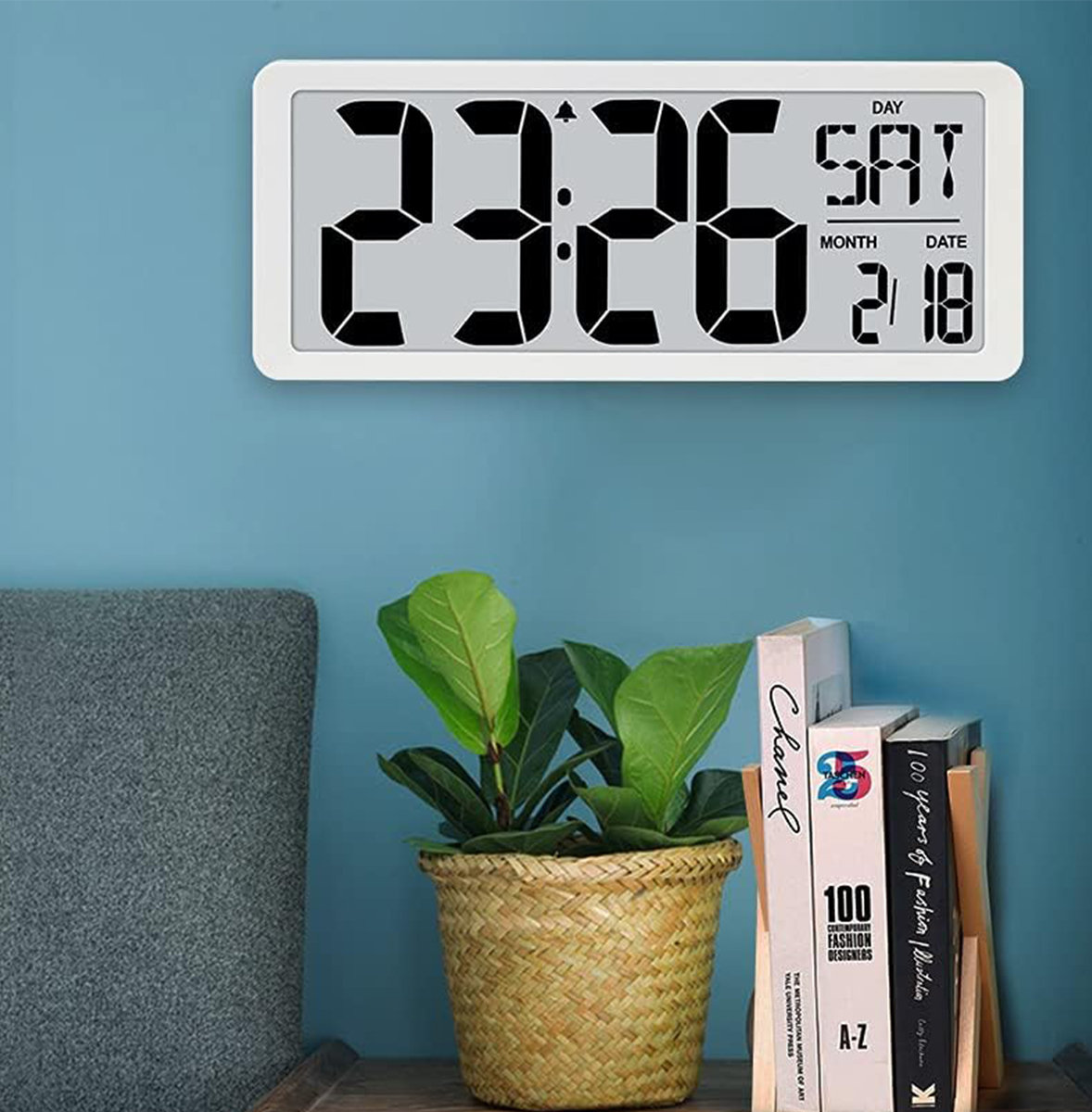 Ivy Bronx 14.2 inch Large Digital Wall Clock Battery Powered, Large ...