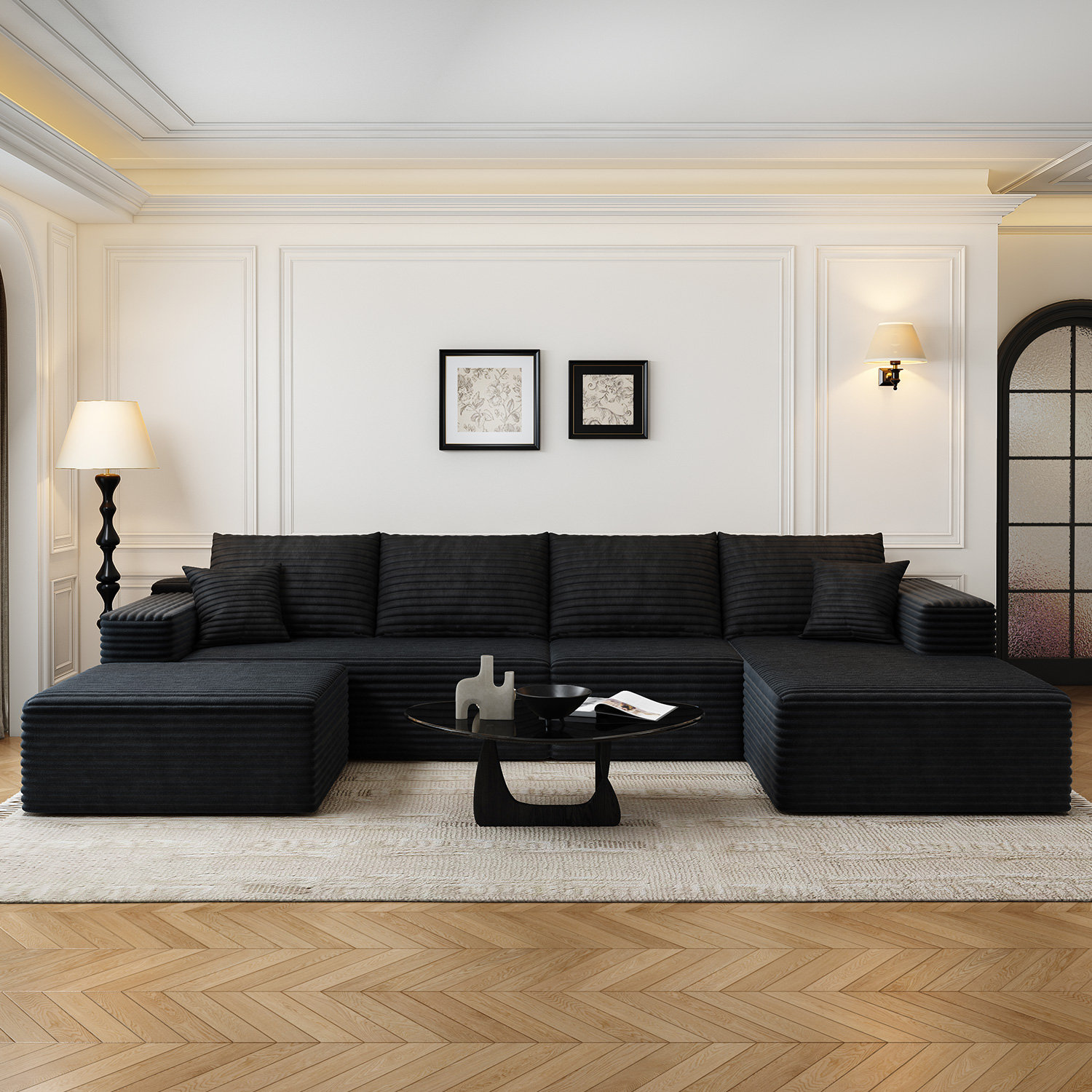 Mercer41 Simonsen Boneless 135.4"Cloud Modular Sectional Couch with 1 ...