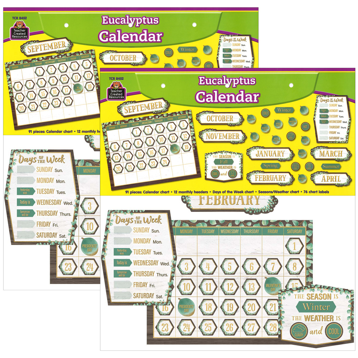 Teacher Created Resources Eucalyptus Calendar Bulletin Board Set | Wayfair