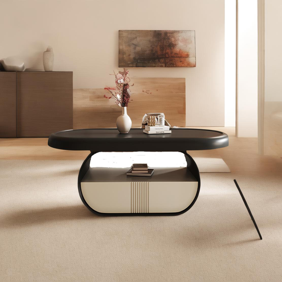 Aurora Craft Cream Style Coffee Table Modern Simple Small Oval Solid ...