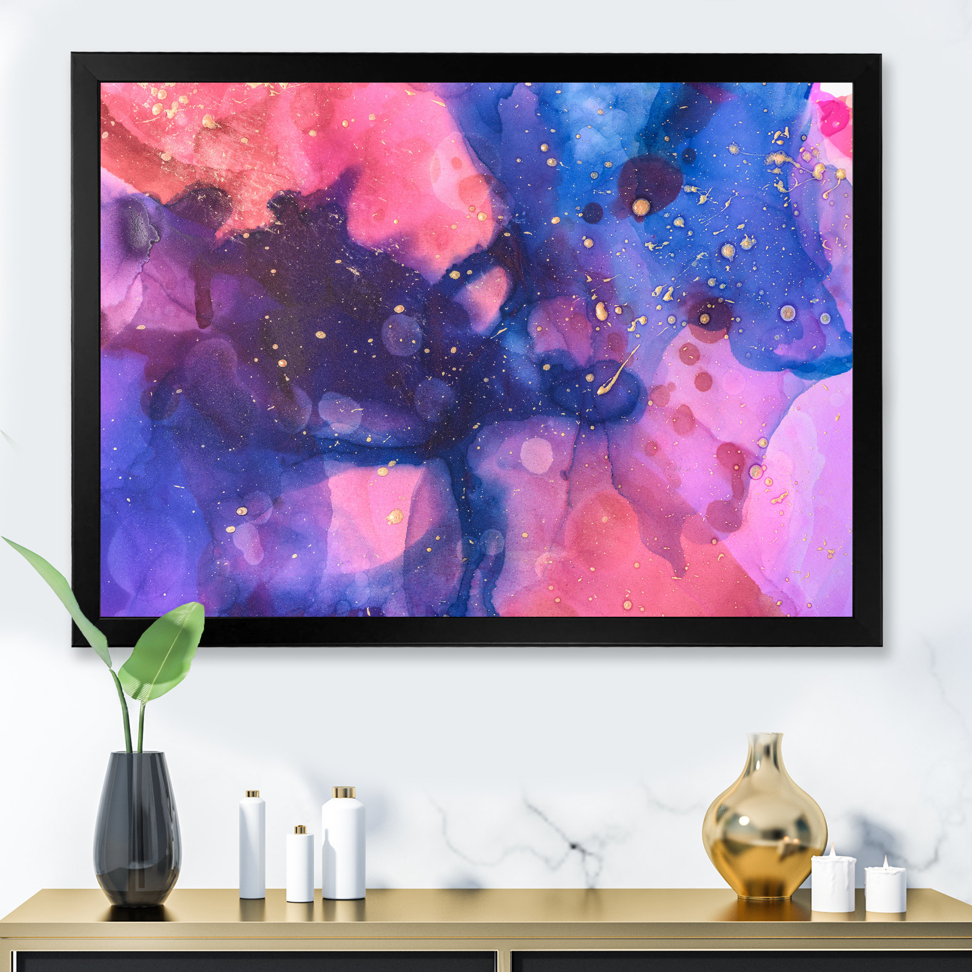 Wrought Studio™ Abstract Blue Red Violet Splashes - Modern Canvas Wall ...