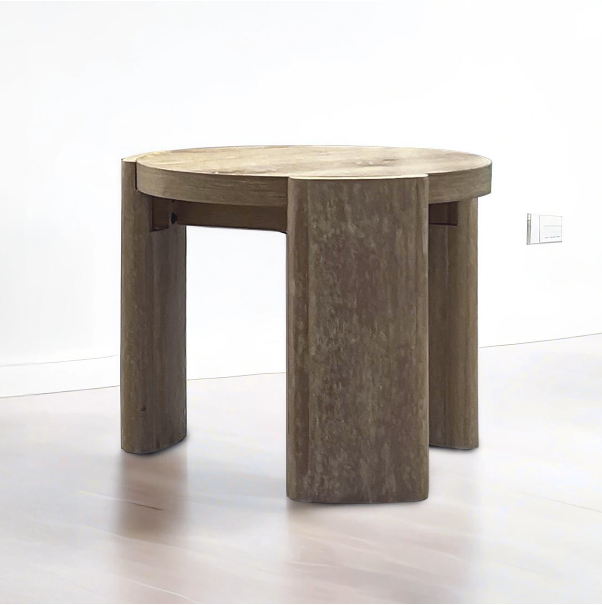 Hokku Designs Round End Table Contemporary Style Panel Base Rubberwood ...