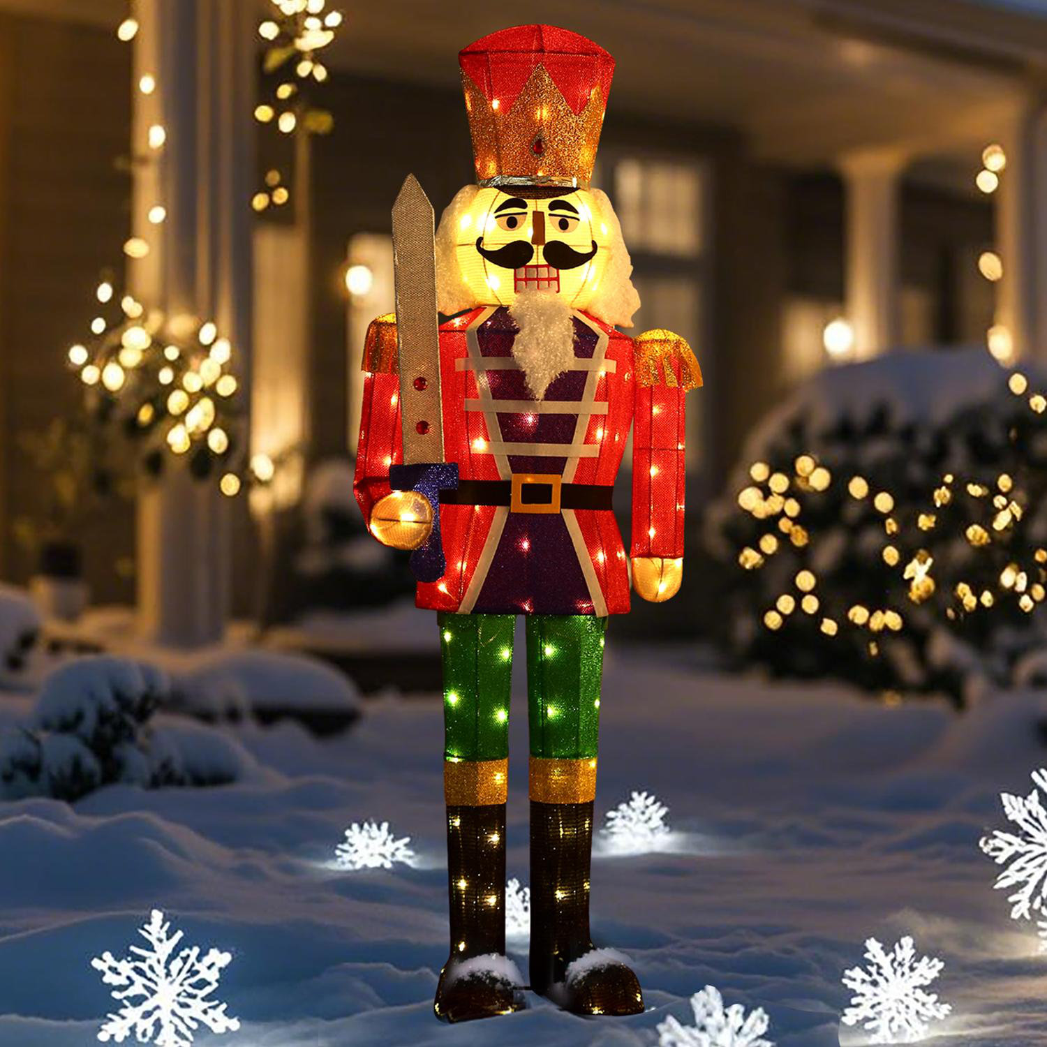The Holiday Aisle® Hutto 5Ft Soldier Nutcracker Warm Lighted Leds Christmas Yard Decoration ...