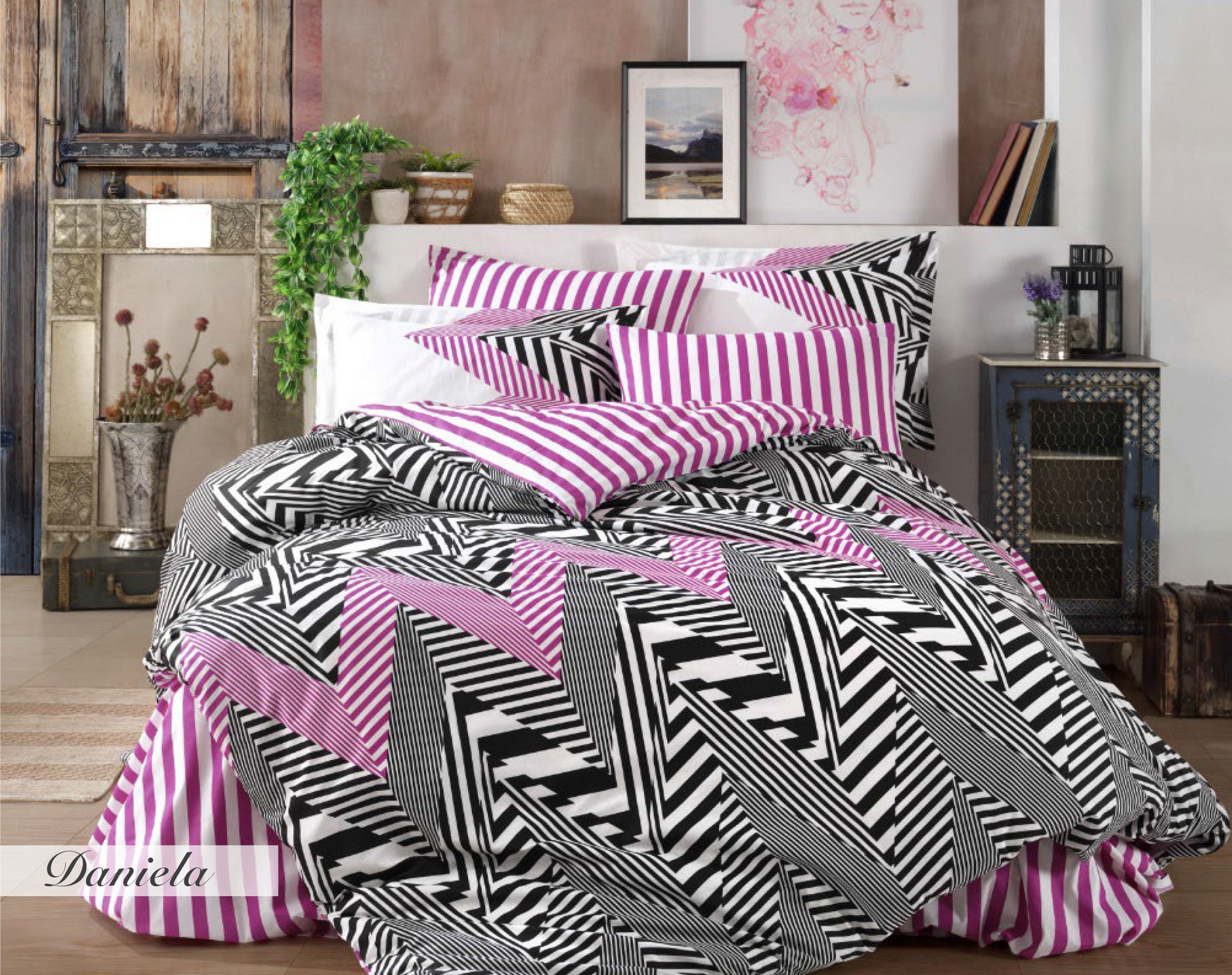 Asir Group INC Destyny Black/Purple/White 100% Cotton Duvet Cover Set | Wayfair