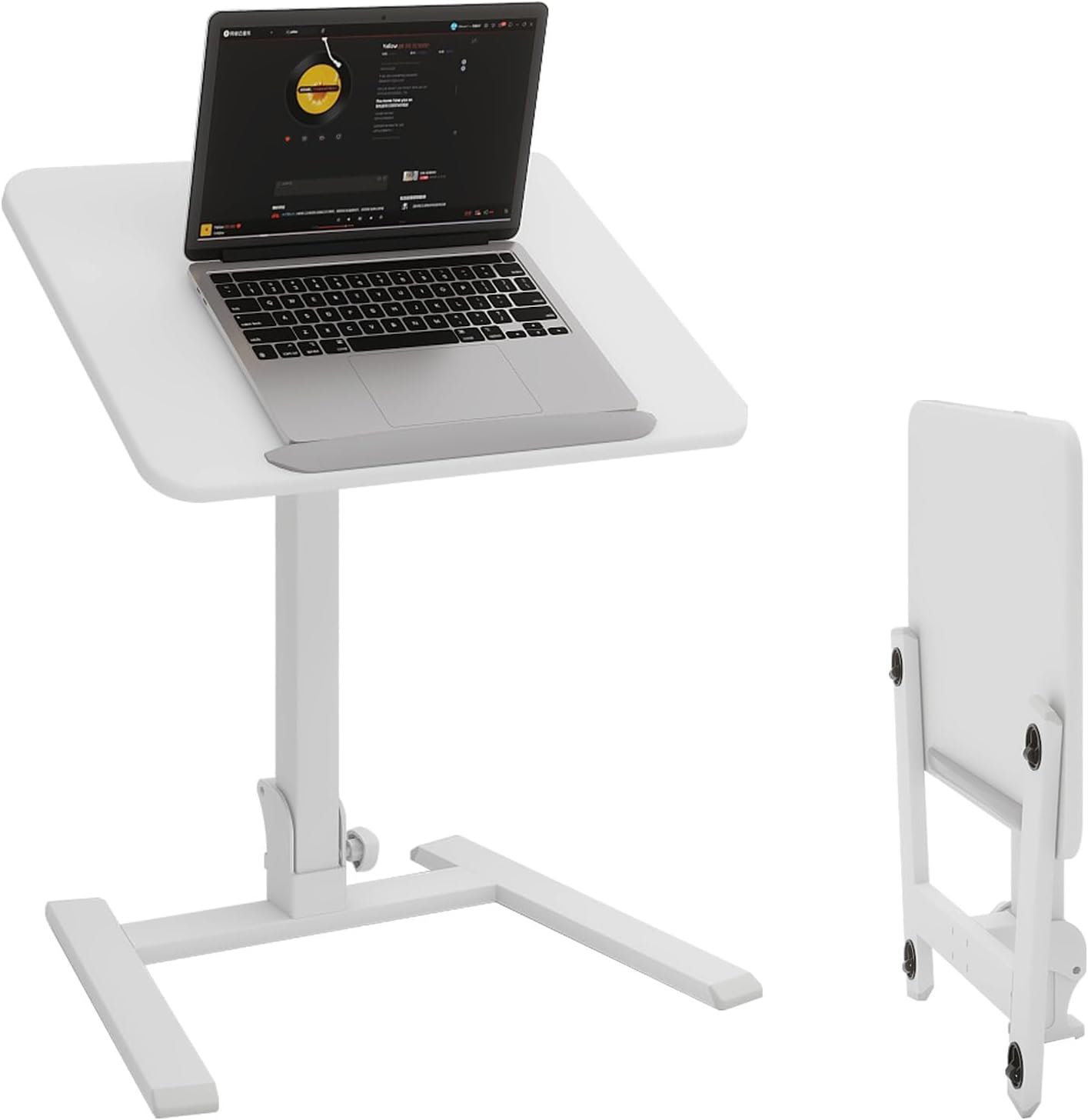 Inbox Zero Small Standing Desk With Stoppers 90°Tiltable Mobile Rolling ...