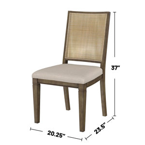 Bayou Breeze Set Of 2 Upholstered Dining Side Chairs With Woven Rattan ...