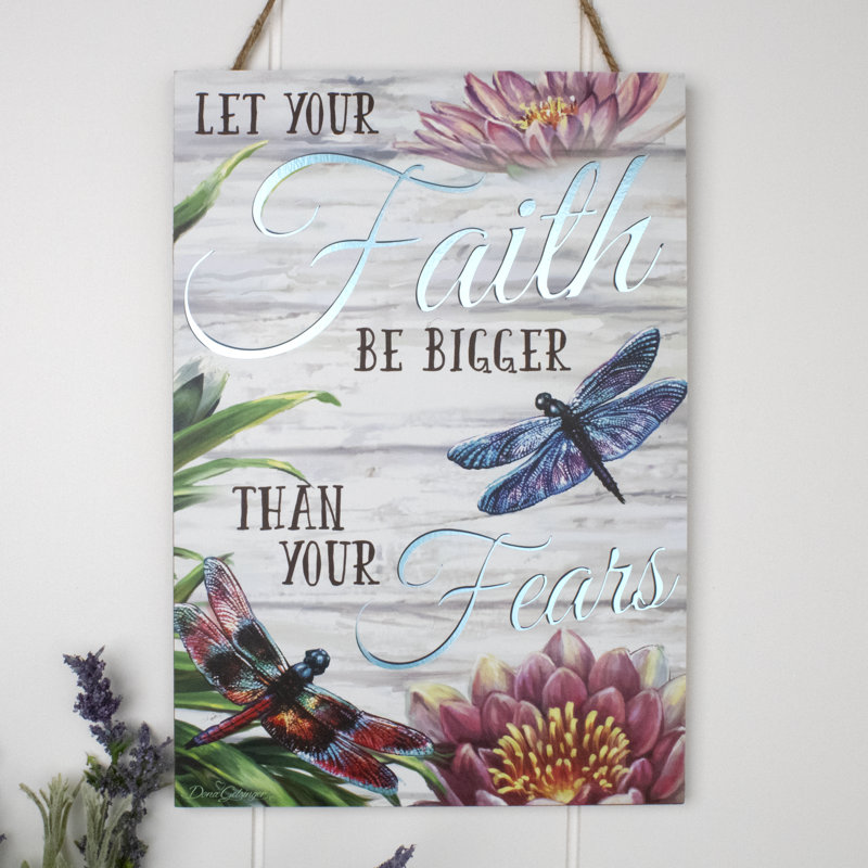 Glow Decor Faith Over Fear Wooden Sign with Rope Hanger | Wayfair