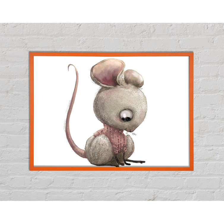 Happy Larry The Little Mouse Crouching - Single Picture Frame Art ...