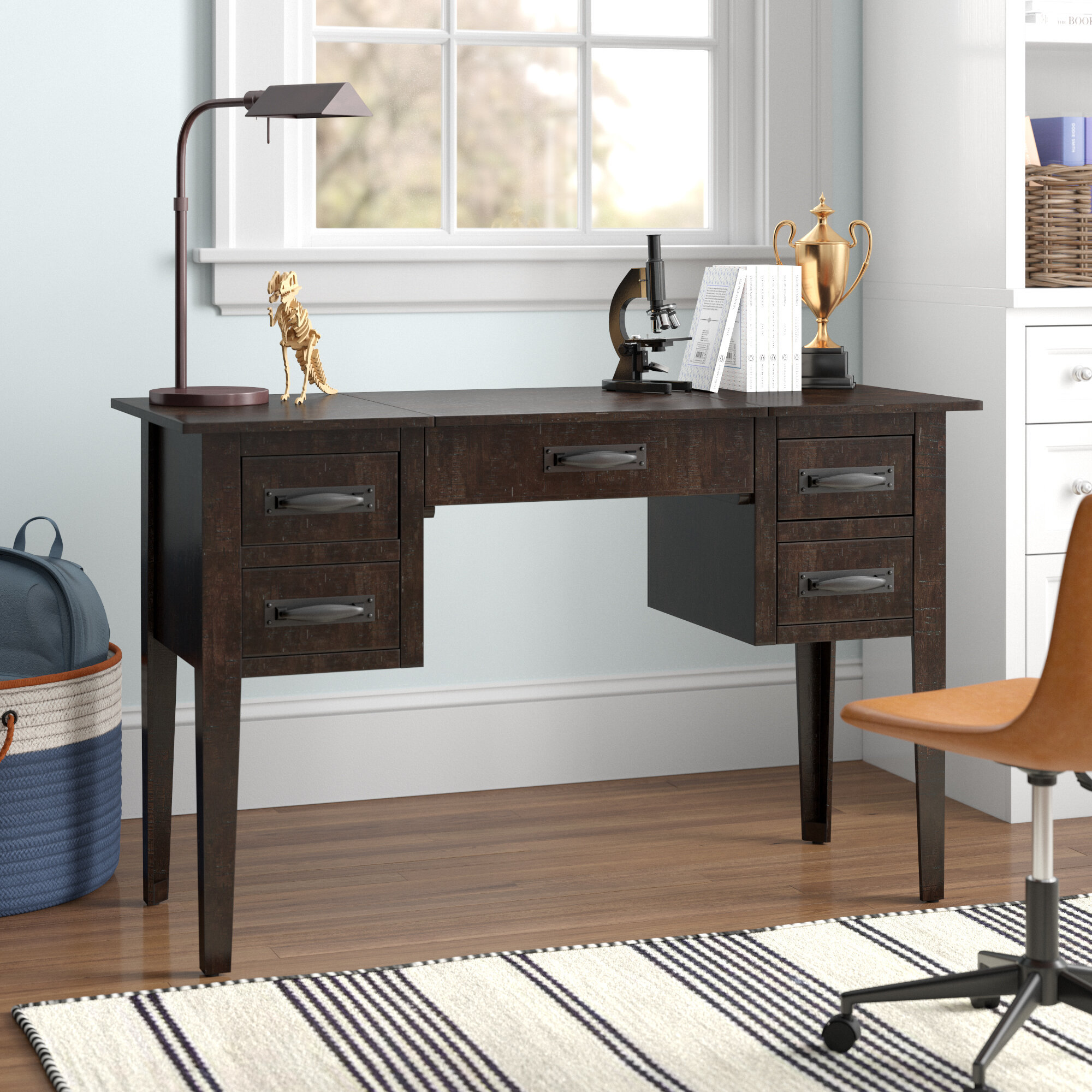 Three Posts™ Baby & Kids Kalyn Solid Wood Desk with Built in Outlets ...