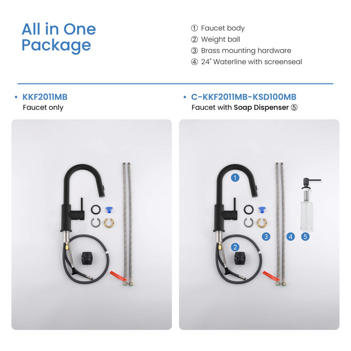 KIBI USA KIBI Luxe Pull Down Kitchen Faucet & Reviews | Wayfair