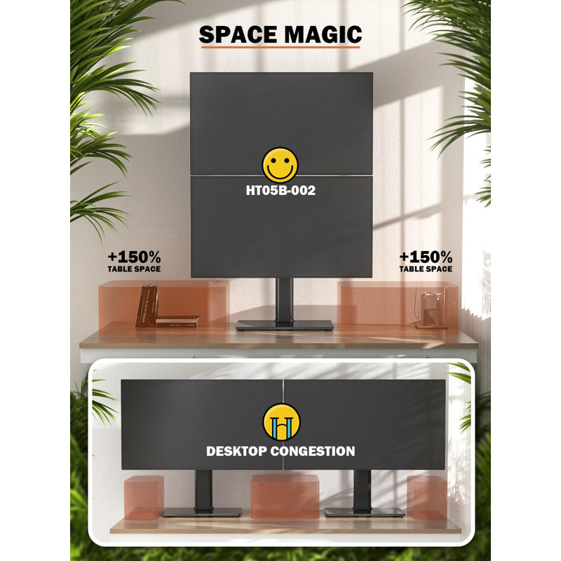 Inbox Zero Dual Monitor Stand - Vertical Stack Screen Free-Standing ...