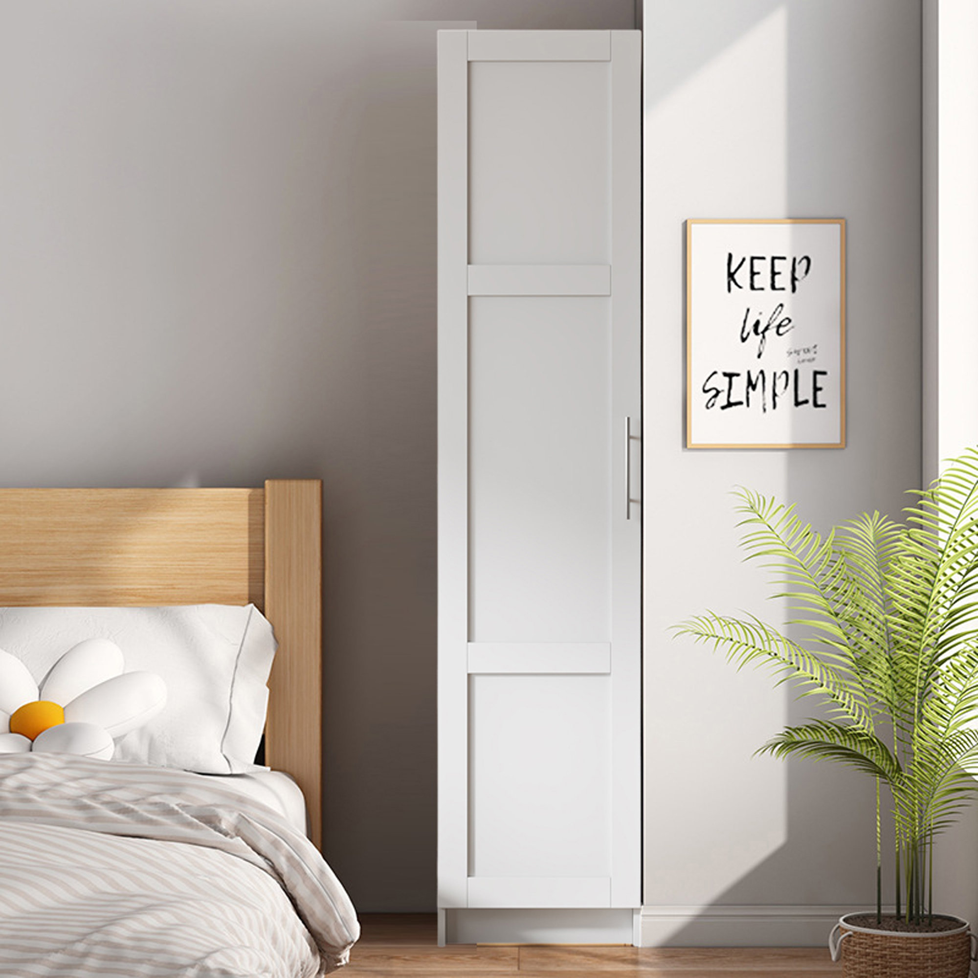 Ebern Designs 1 Door Wardrobe With Movable Shelves | Wayfair