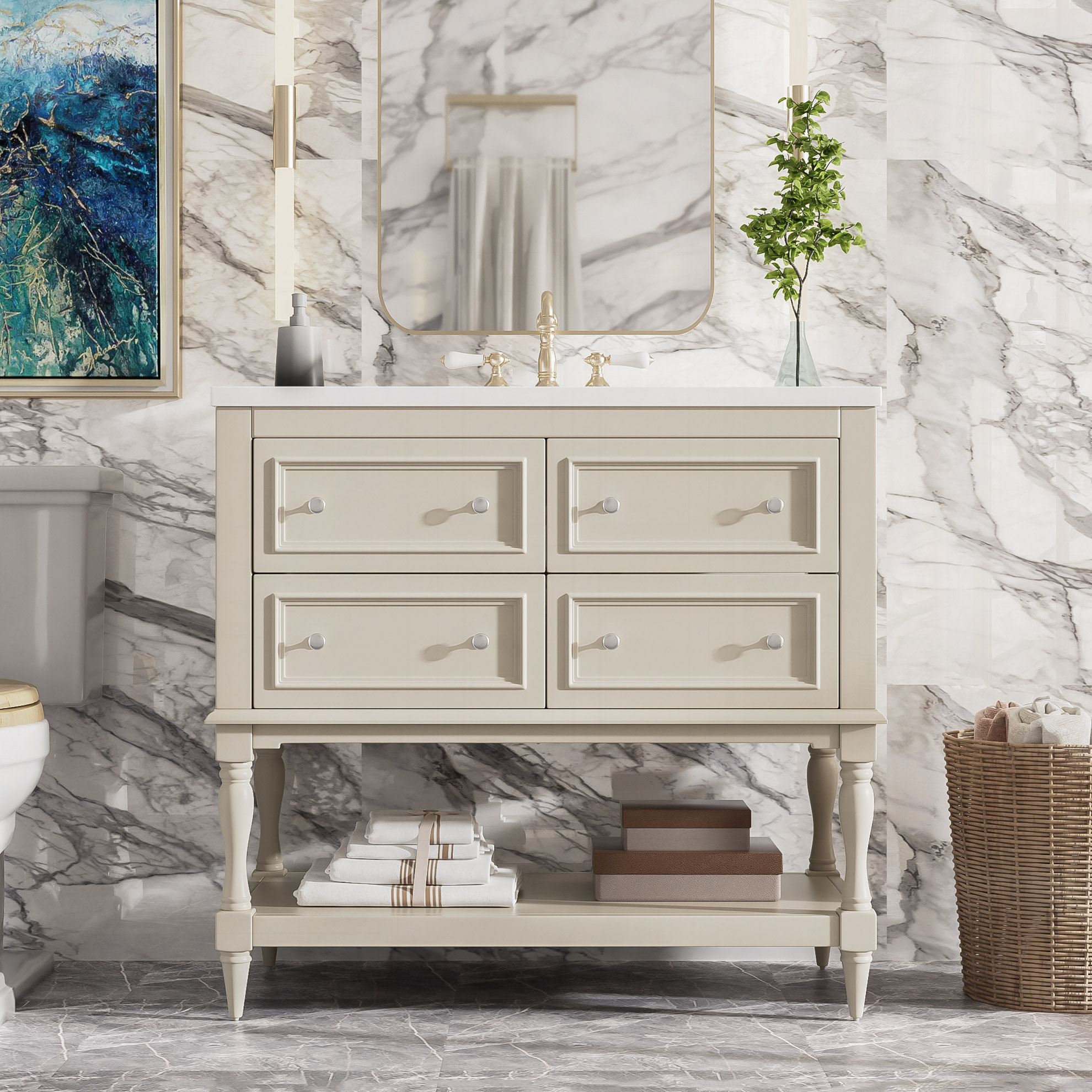 weixunguang Bathroom Vanity Cabinet With Sink Combo Set, Undermount ...