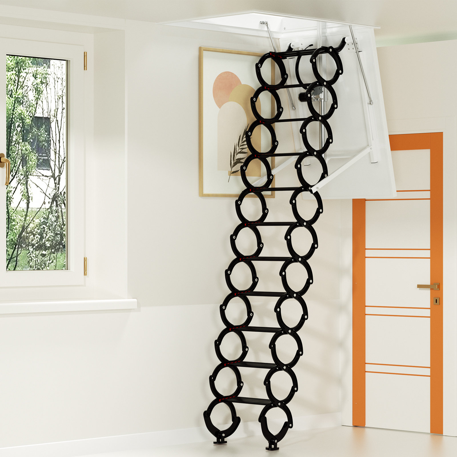 Artudatech Sellman 9.5 Ft Aluminum Electric Extension Attic Ladder With ...