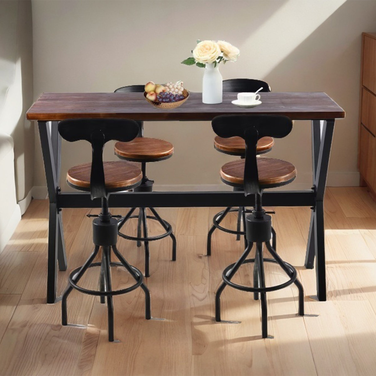 Trent Austin Design® Set Of 5, Table & Chairs Set, Space-Saving ...