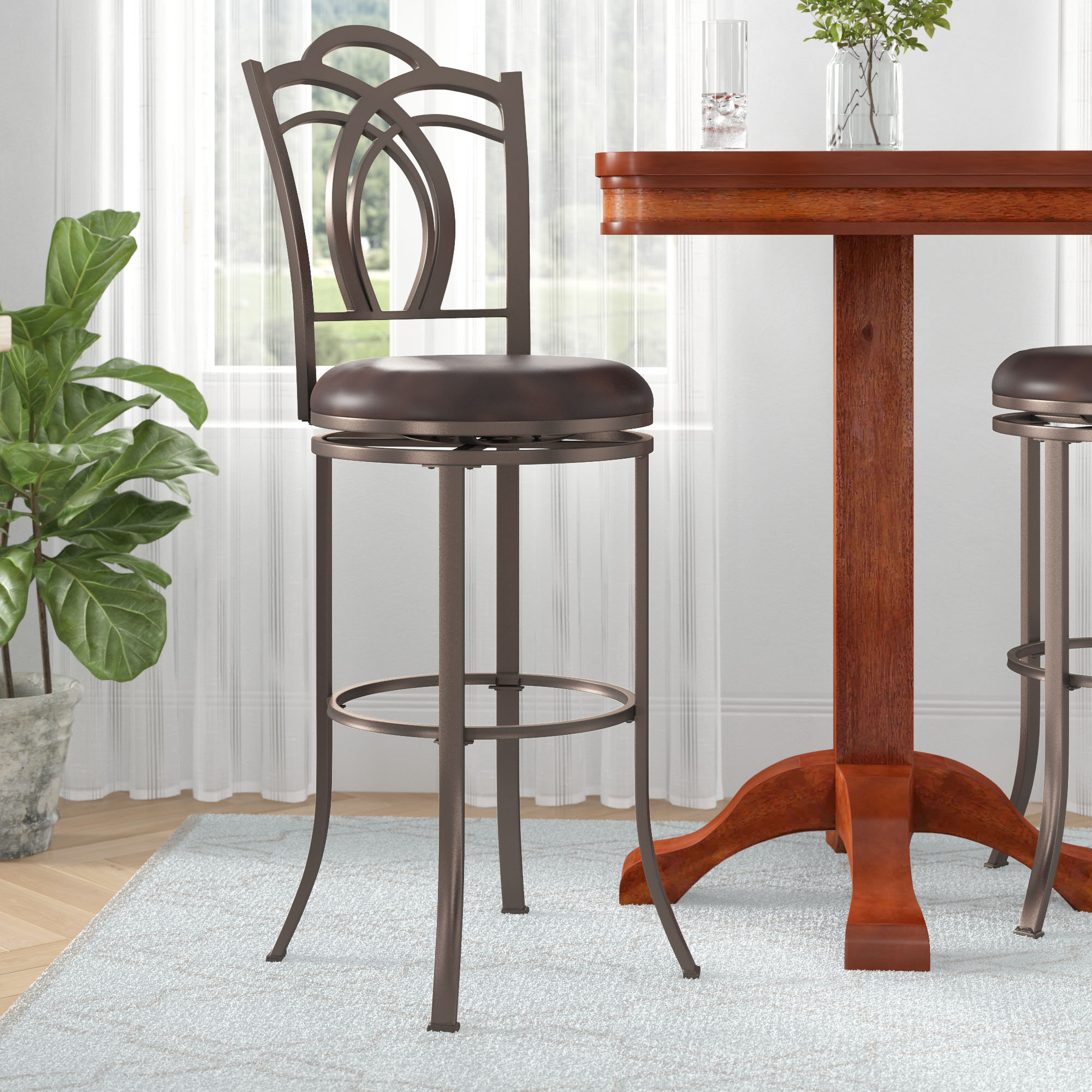 Red Barrel Studio® Lockridge Swivel Metal Leg Stool With Faux Leather ...