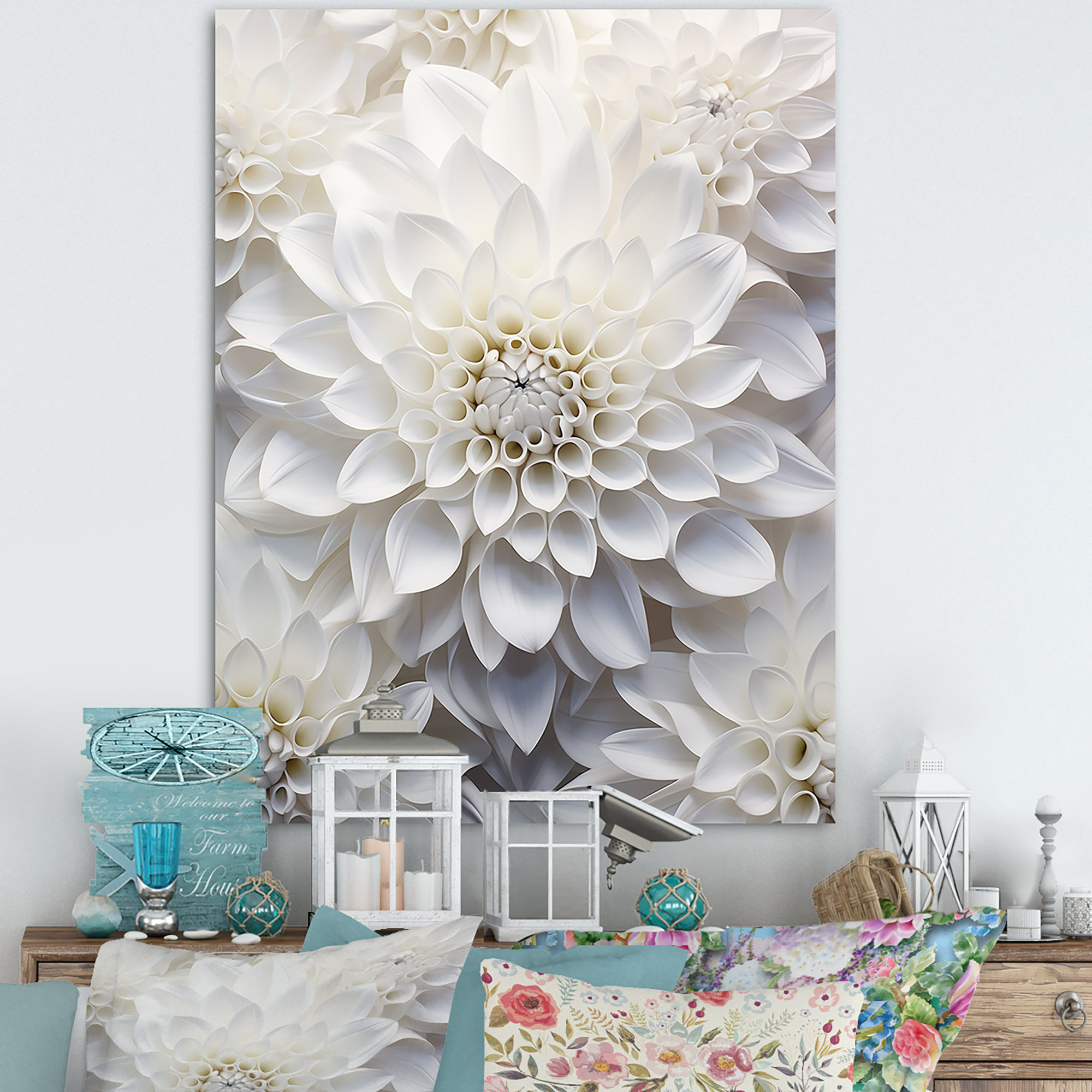 Winston Porter Minimalism White Dahlia - Dahlia Framed Prints | Wayfair