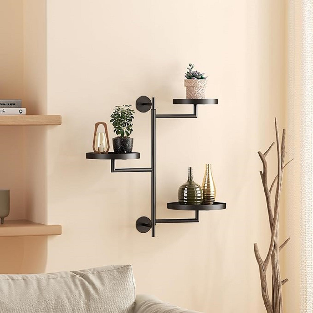 Latitude Run® Window Rotating Plant Stand Shelf Indoor Black Metal ...