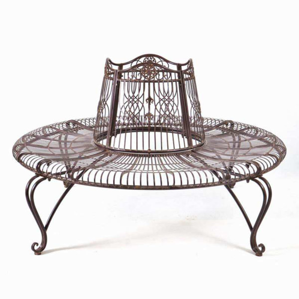 Bloomsbury Market 61.5" Victorian Style Round Metal Tree Bench in Ant ...