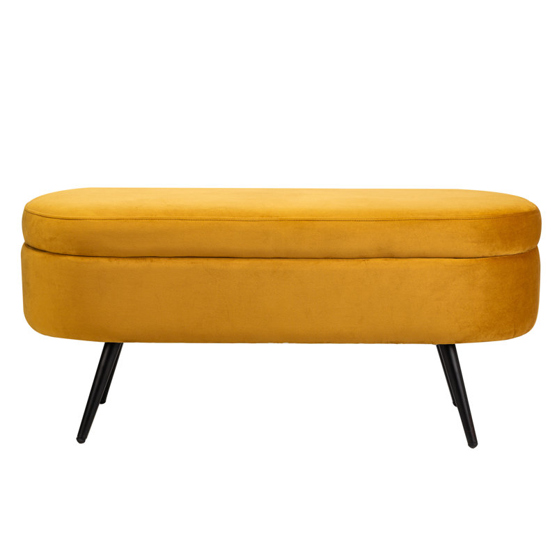 Mercer41 Lawanda Mustard Yellow Velvet Bench | Wayfair