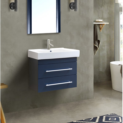 Wrought Studio Leota 24" Wall-Mounted Single Bathroom Vanity Set ...