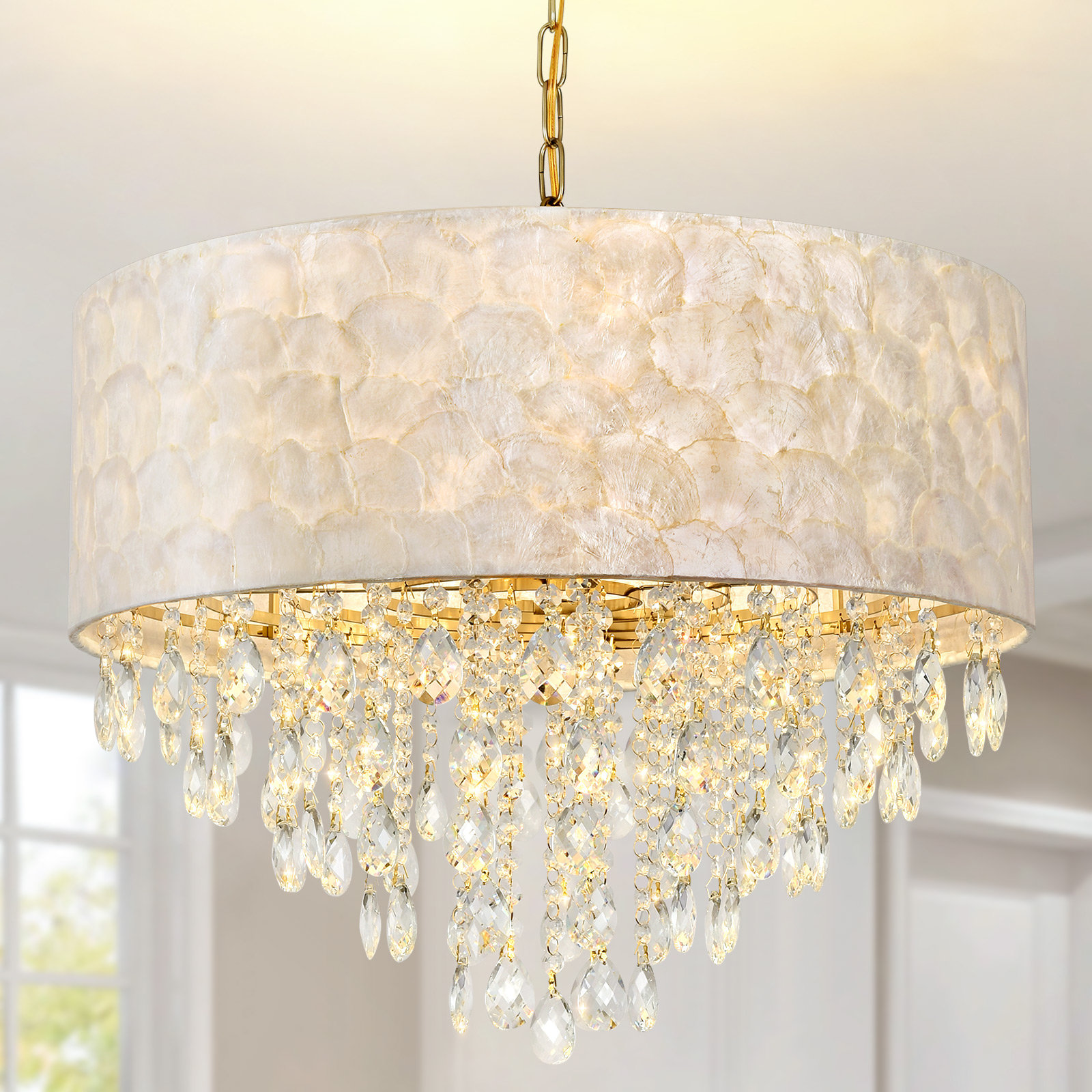 Mercer41 Modern Capiz Shell Crystal Chandeliers | Wayfair