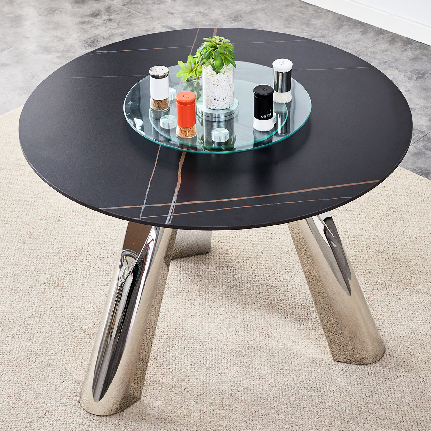 Ivy Bronx 42-inch Burn Stone Table With A Comfortable Dining Experience ...