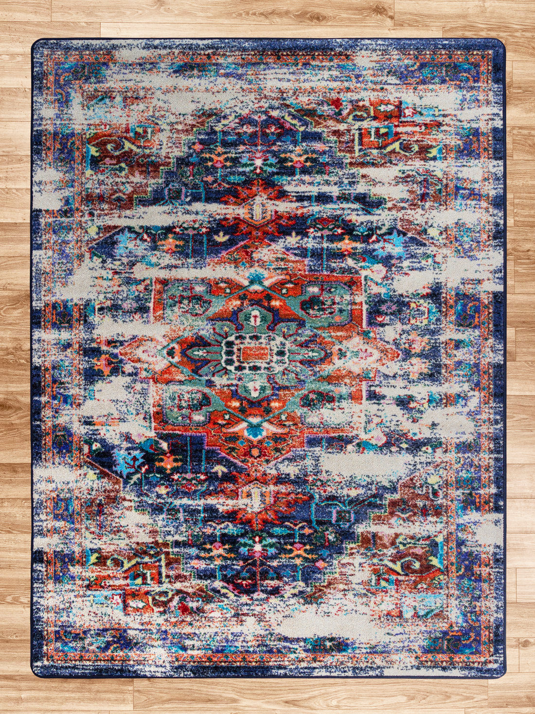 Bungalow Rose Round Dorleus Oriental Power Loom Natural Rug - Wayfair ...