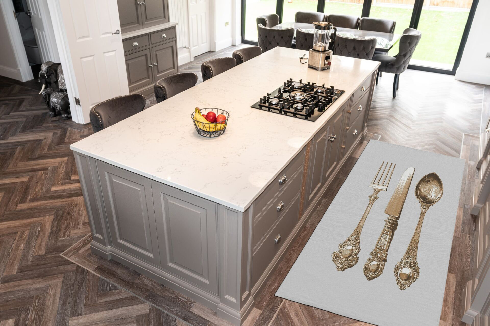 Canora Grey Fork, Knife, Spoon-Themed Vintage Look Woven Base Rug | Wayfair