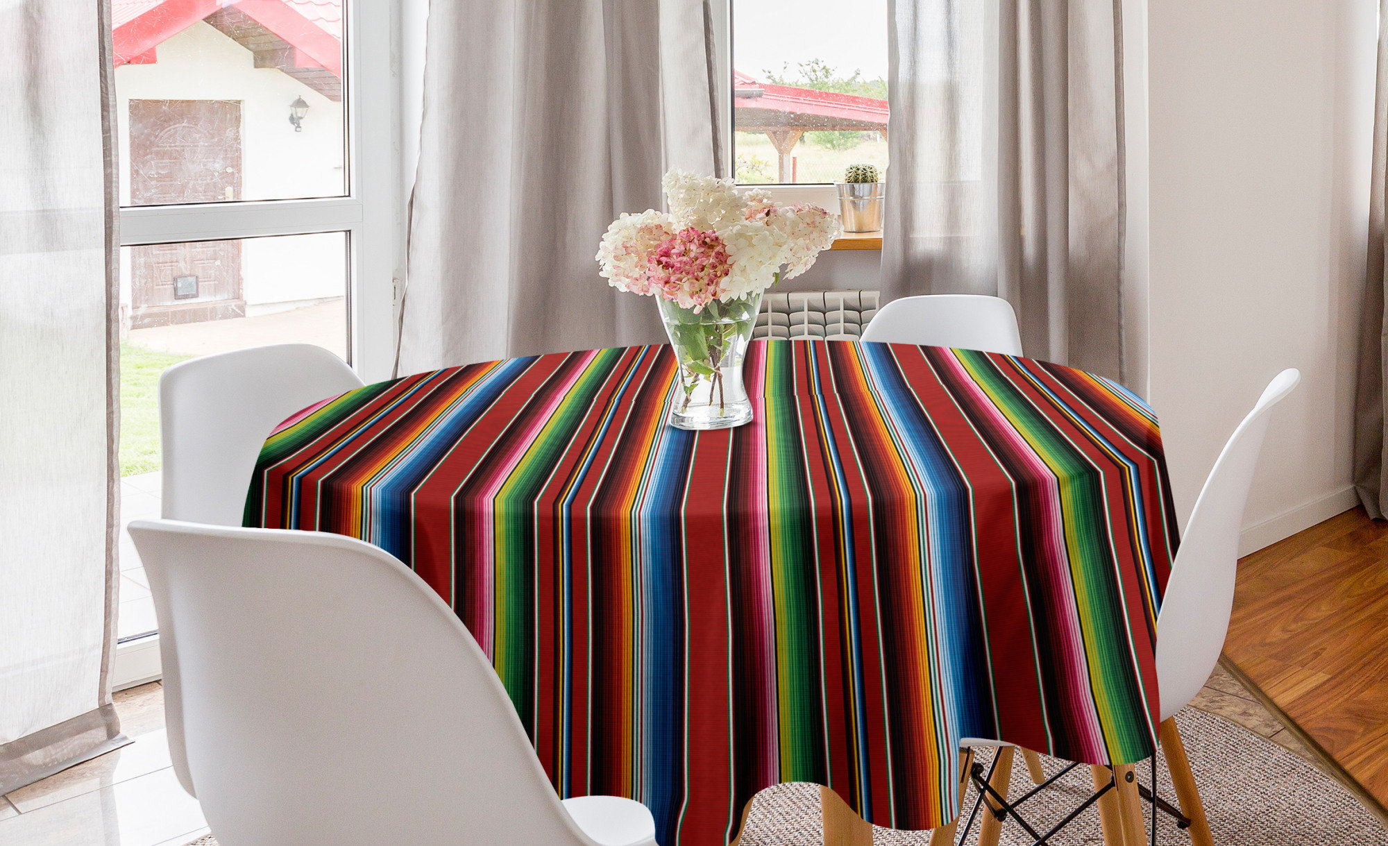 East Urban Home Cinco De Mayo Round Tablecloth, Mexican Serape Colorful ...