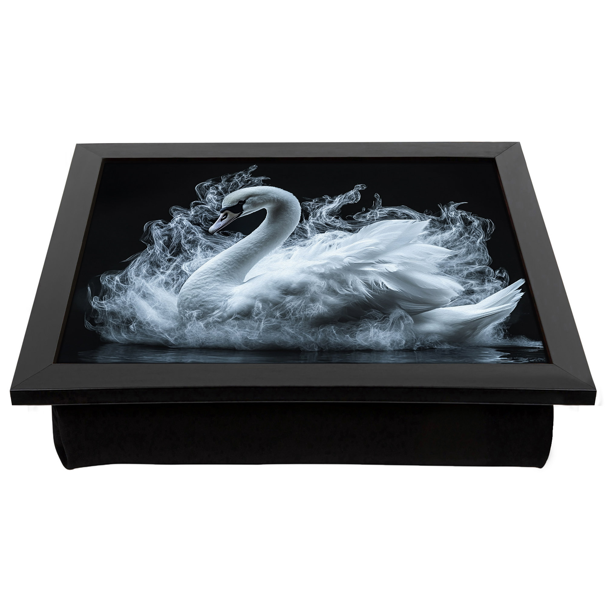 17 Stories Swan Artwork Bird Lap Tray with Cushion | Wayfair.co.uk