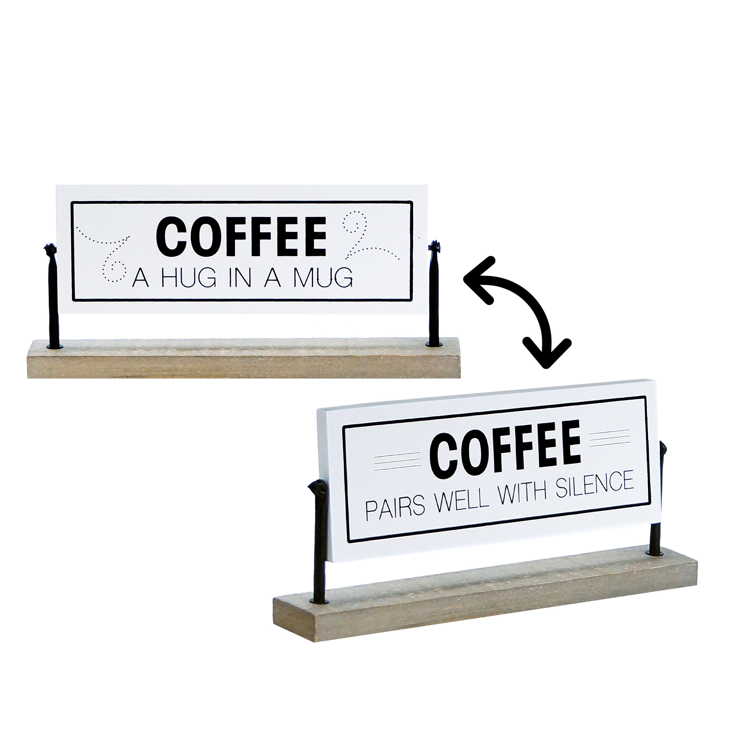 Gracie Oaks VIP Wood 10 in. White Coffee Reversible Sign | Wayfair
