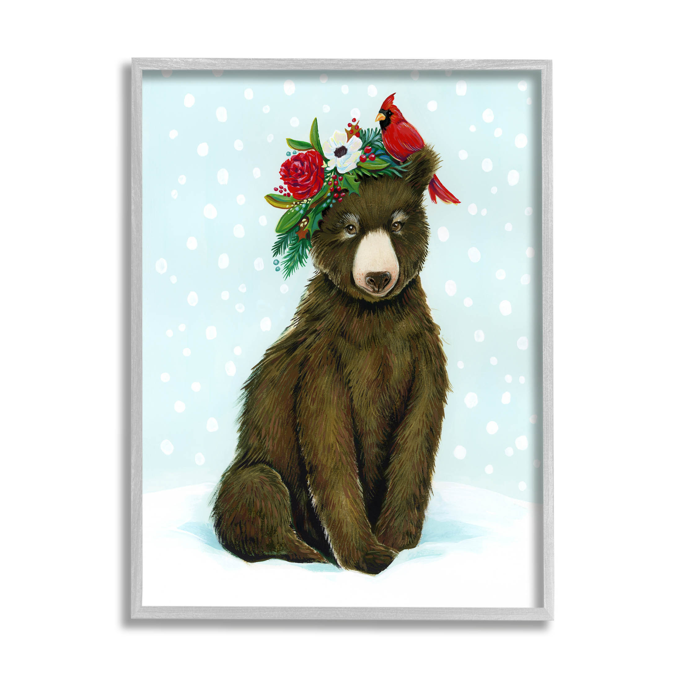 The Holiday Aisle® Bear Seasonal Holly Snow Scene by Laura Marr ...
