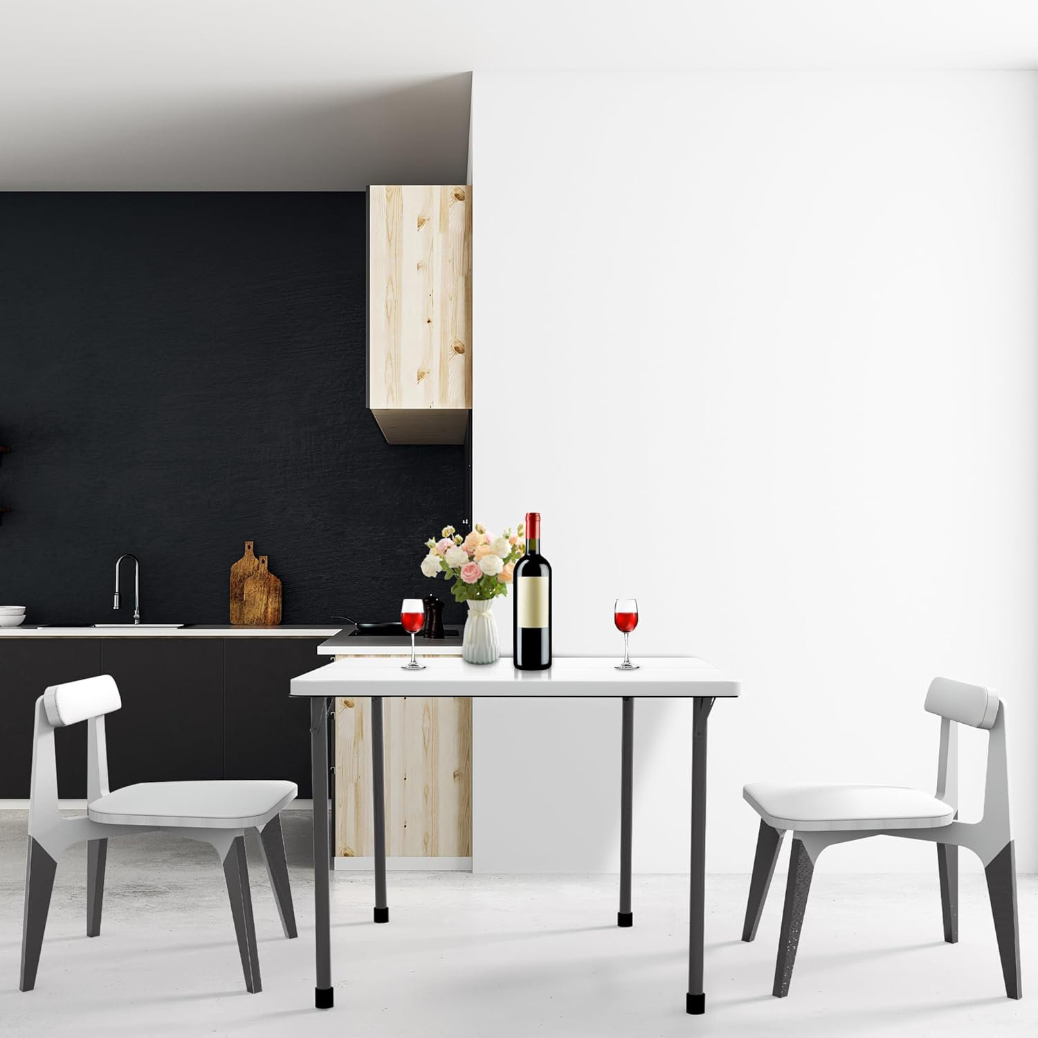 ENDOSTO 34" Folding Table, Portable Square Folding Card Table with ...