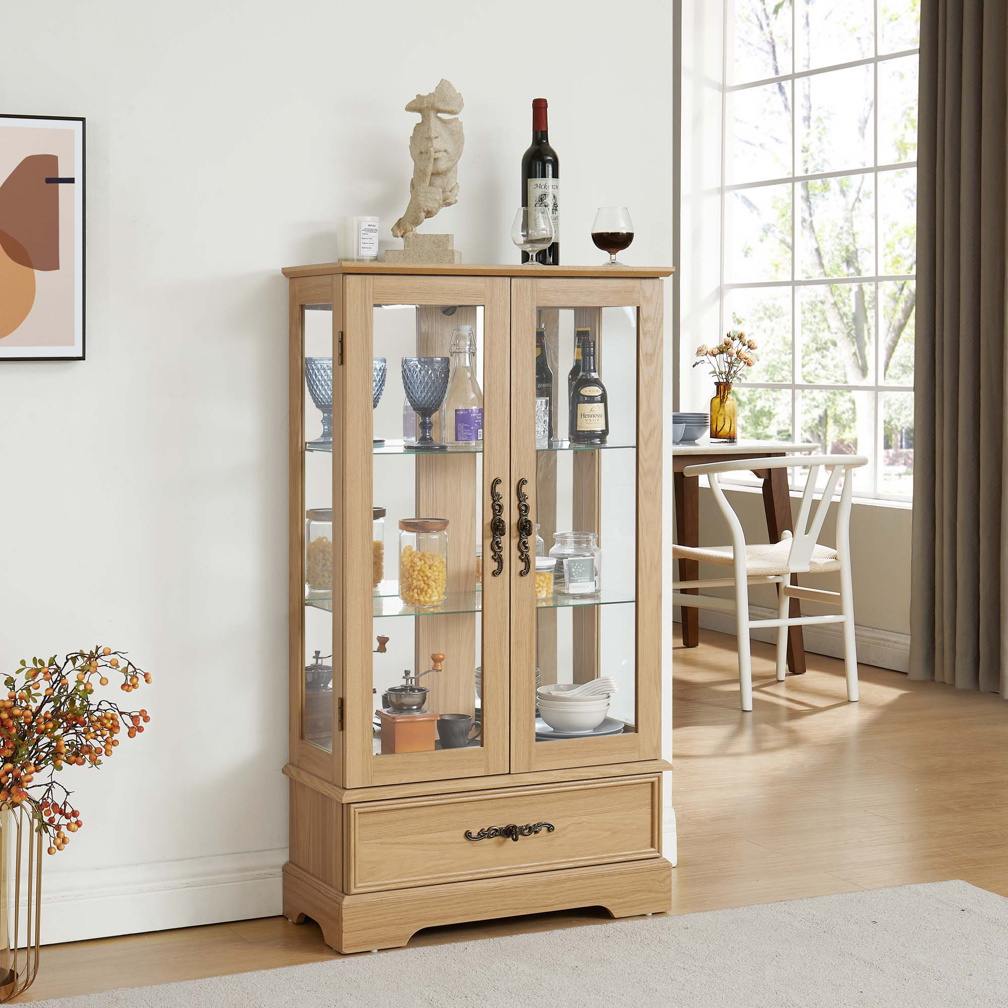 Fleur De Lis Living Lighted Curio Cabinet - Elegant Glass Display ...